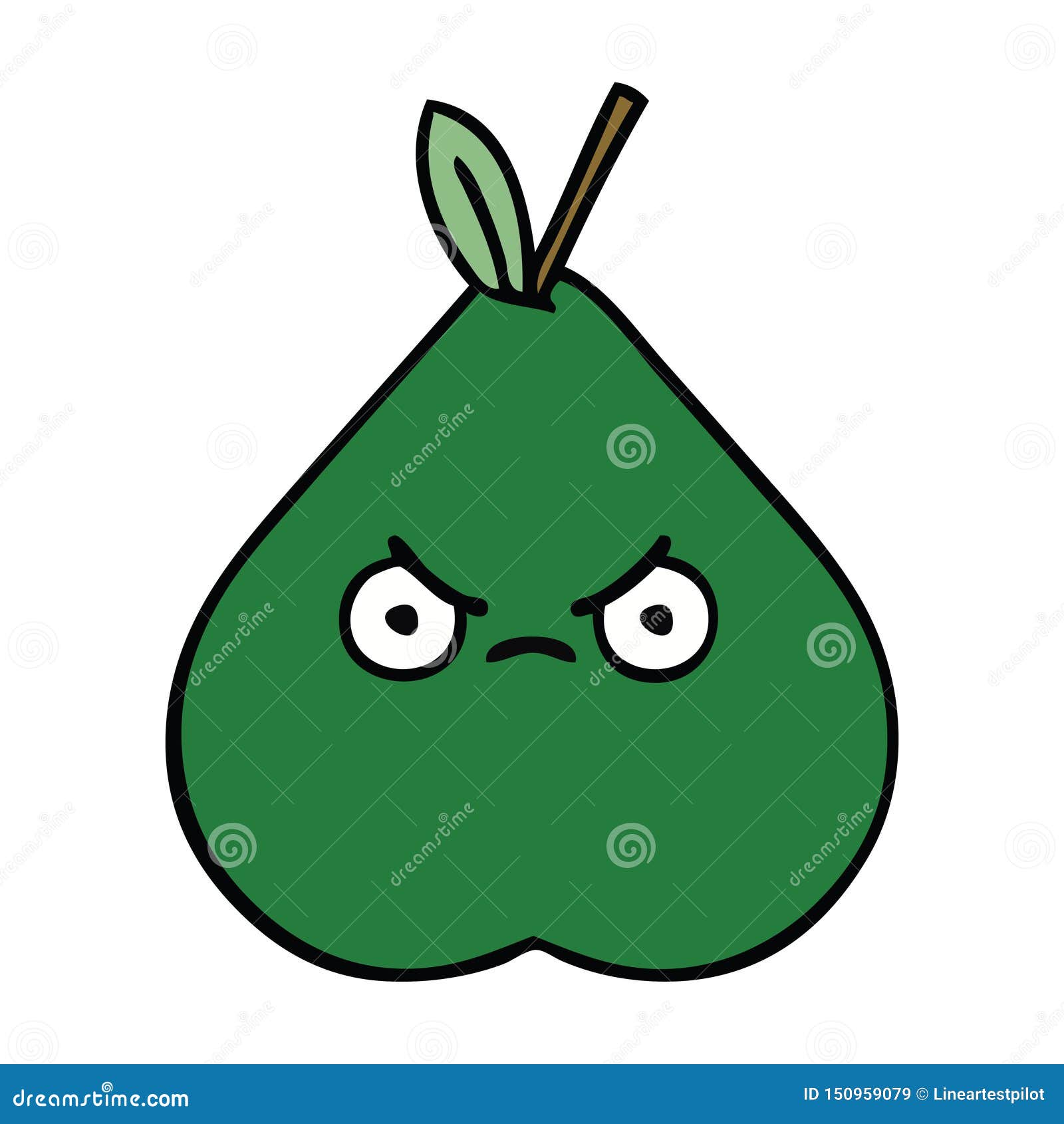 A Creative Cute Cartoon Angry Pear Stock Vector - Illustration of ...