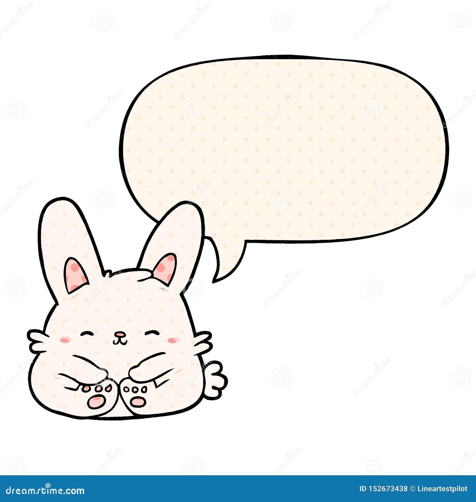 A Creative Cute Cartoon Bunny Rabbit and Speech Bubble in Comic Book ...