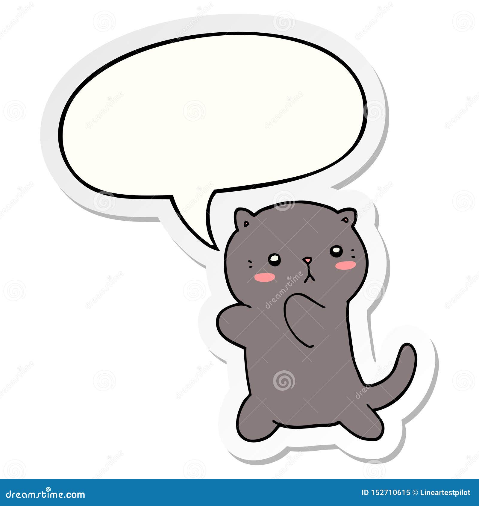A Creative Cute Cartoon Cat and Speech Bubble Sticker Stock Vector - Illustration of cartoon ...