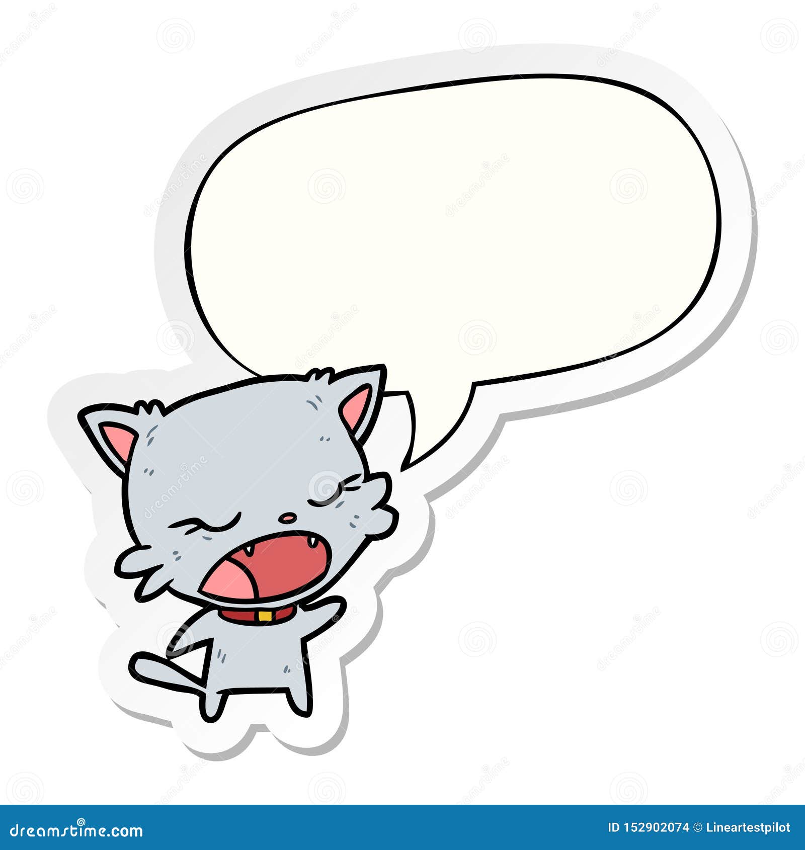 A Creative Cute Cartoon Cat Talking and Speech Bubble Sticker Stock ...