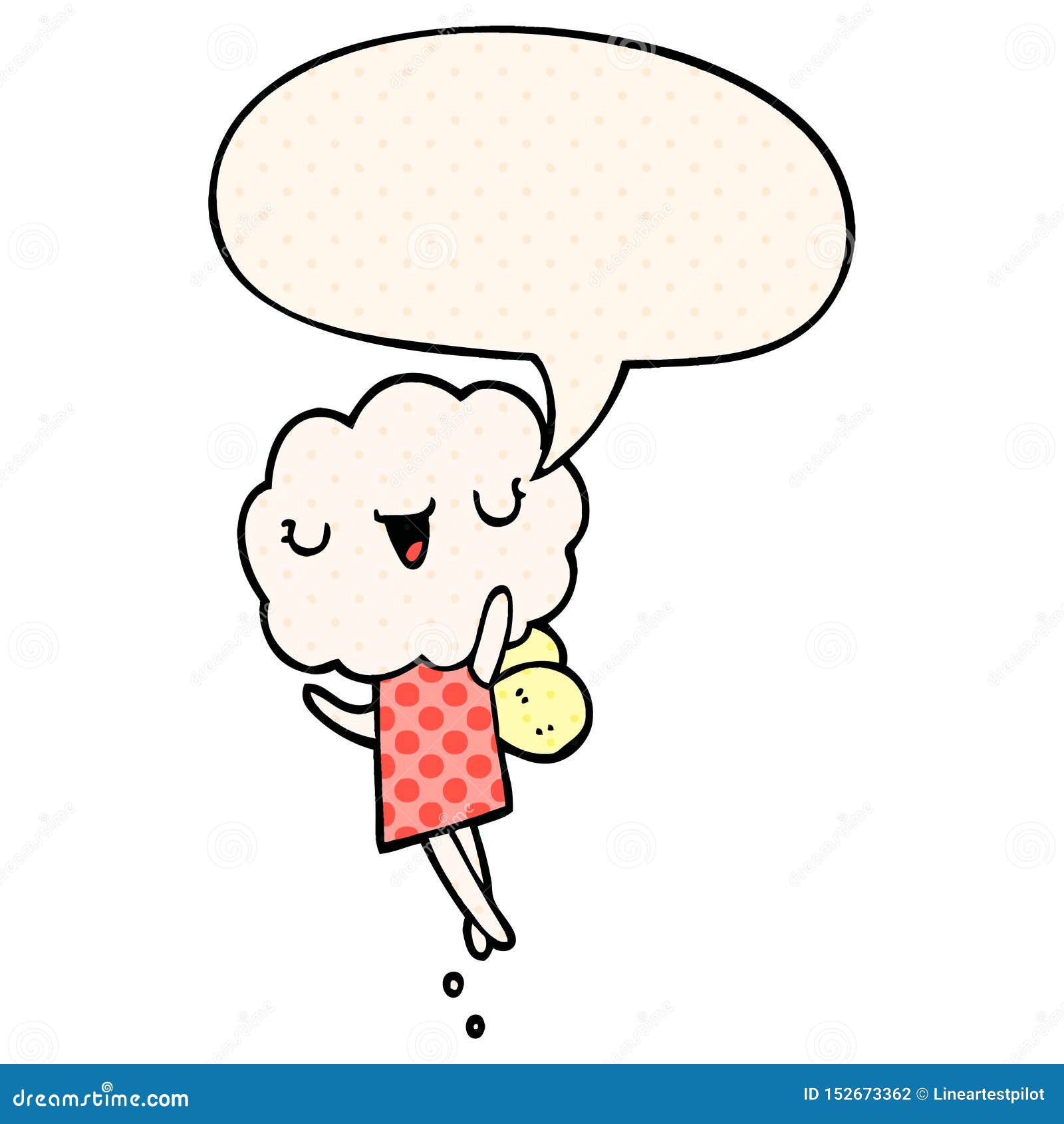 A Creative Cute Cartoon Cloud Head Creature and Speech Bubble in Comic ...