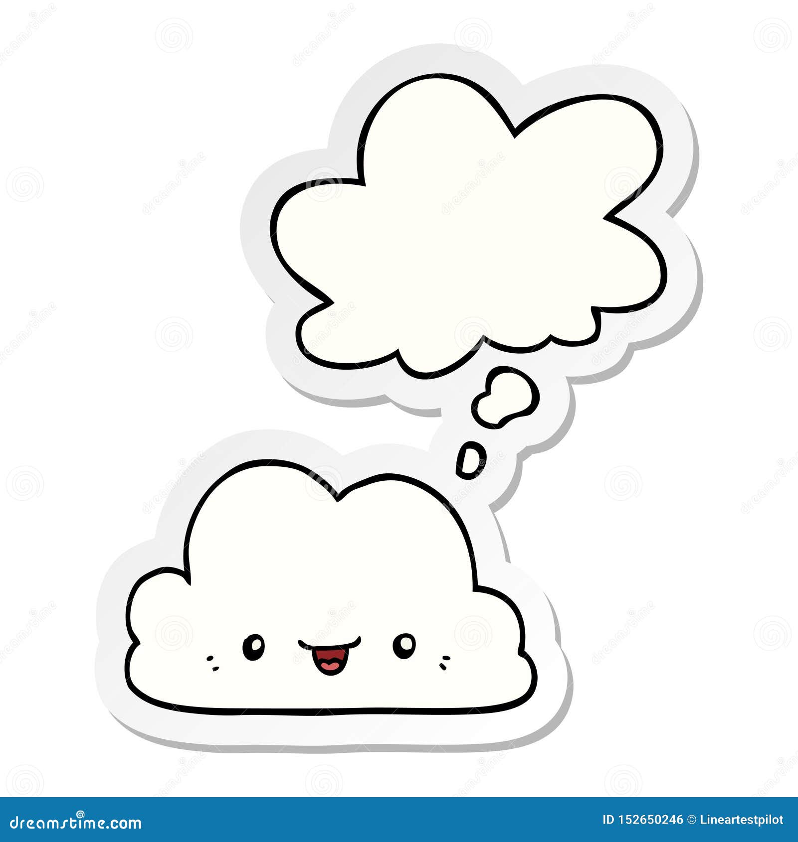 A Creative Cute Cartoon Cloud and Thought Bubble As a Printed Sticker ...