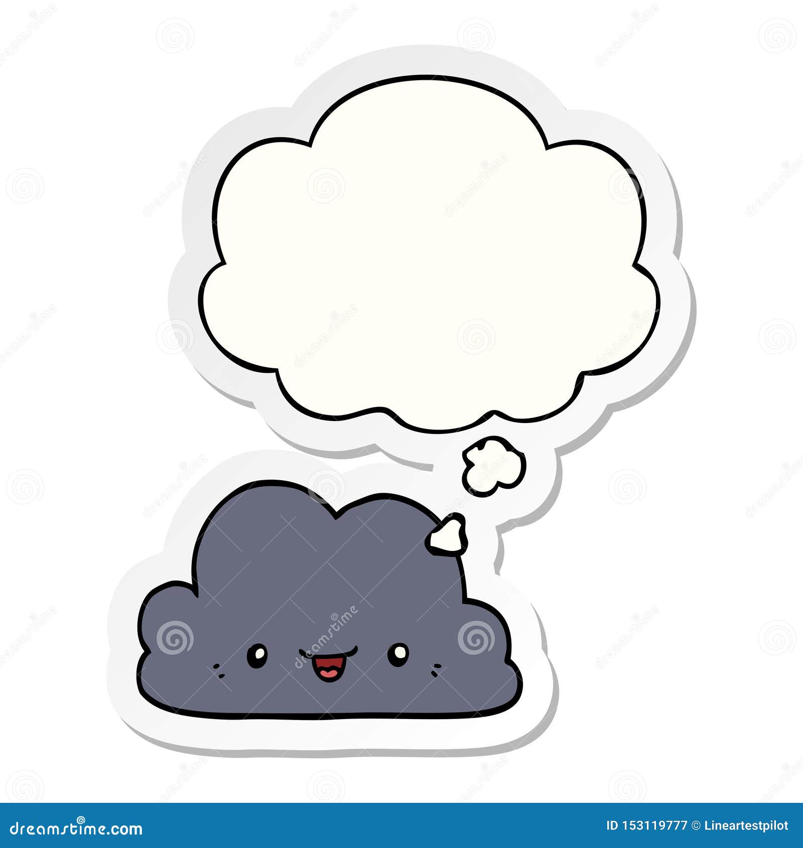 A Creative Cute Cartoon Cloud and Thought Bubble As a Printed Sticker ...