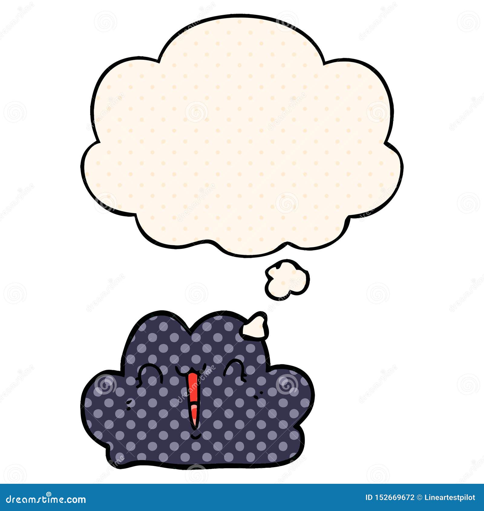 A Creative Cute Cartoon Cloud and Thought Bubble in Comic Book Style ...