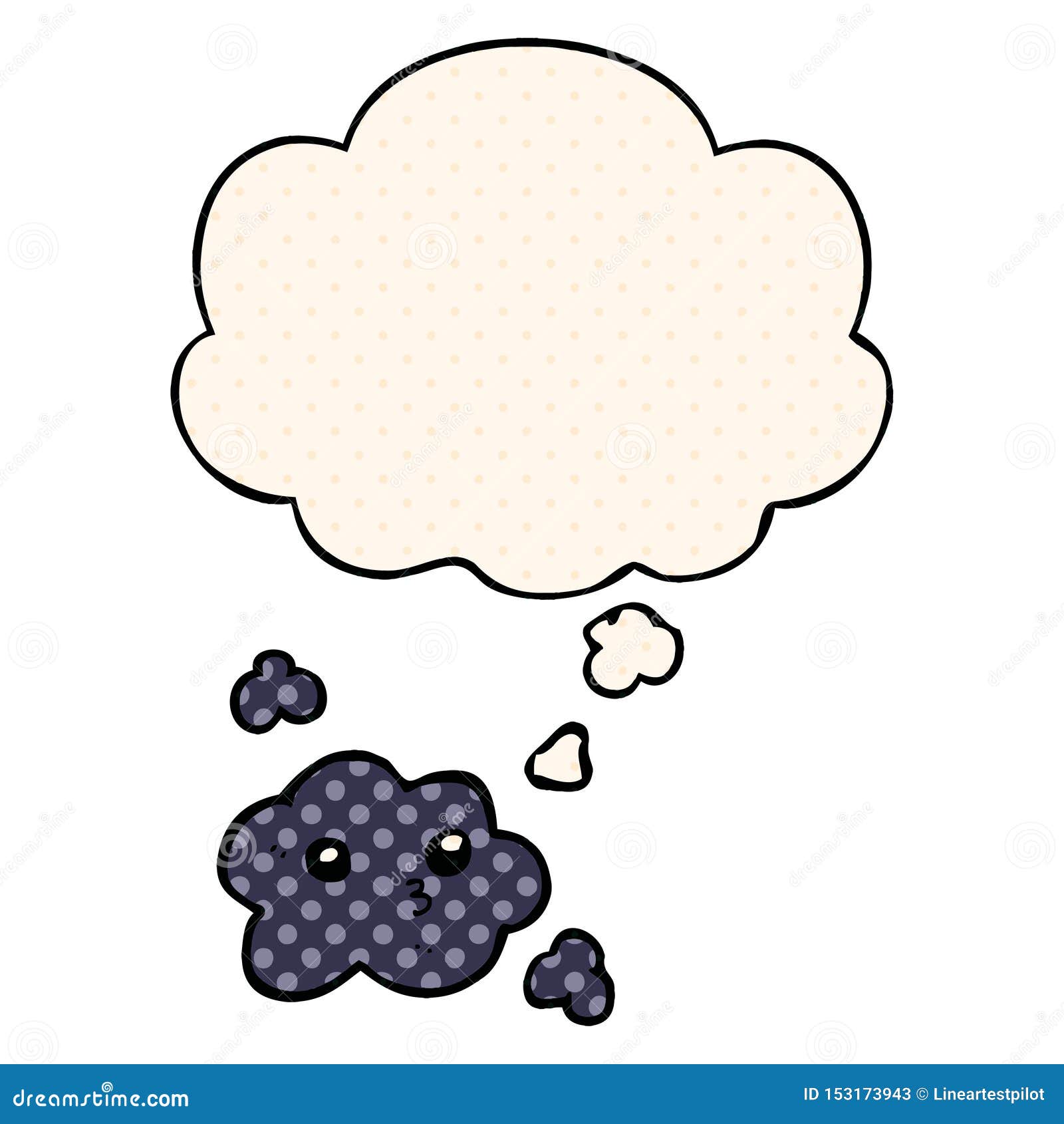 A Creative Cute Cartoon Cloud and Thought Bubble in Comic Book Style ...
