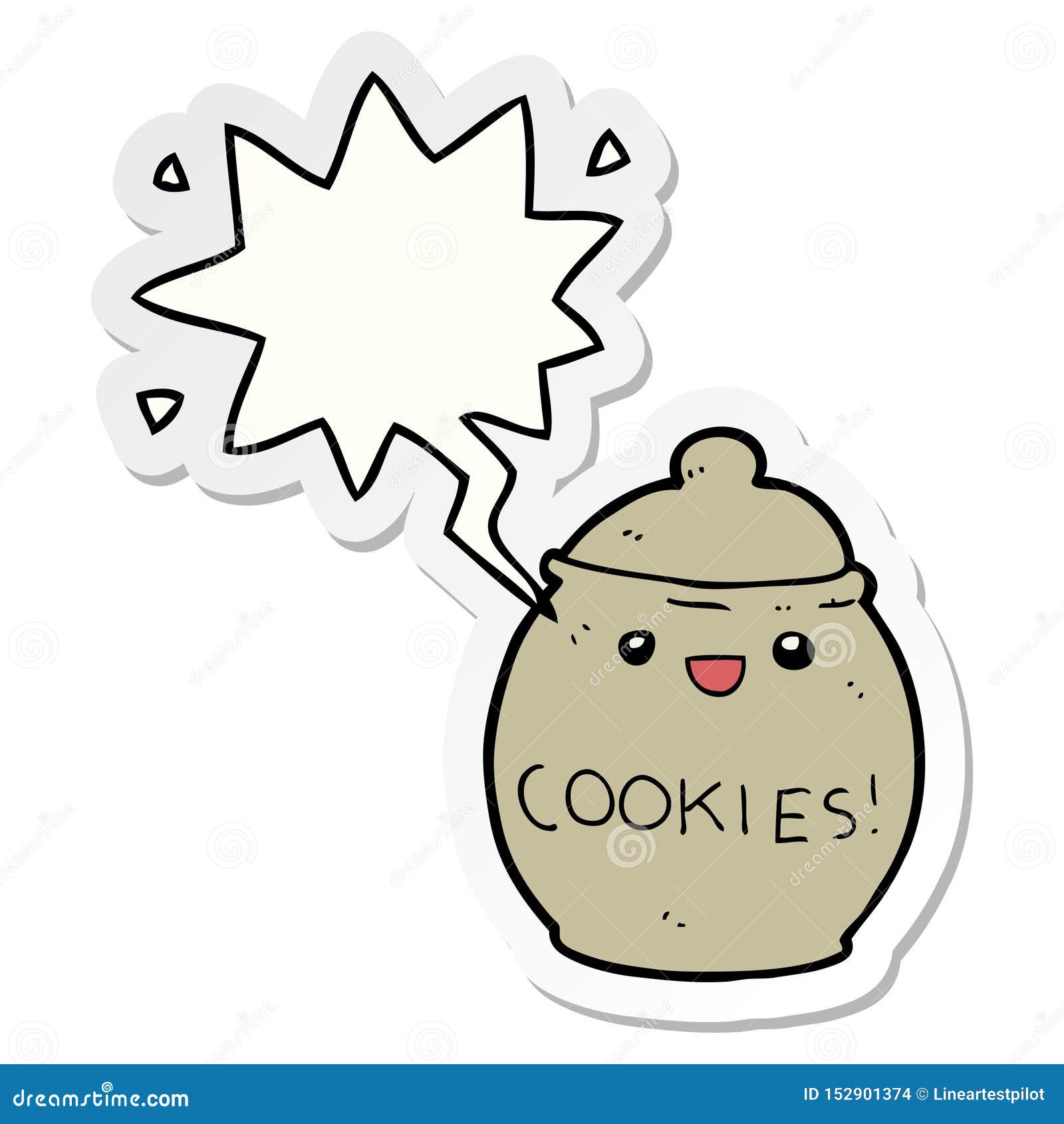 A Creative Cute Cartoon Cookie Jar and Speech Bubble Sticker Stock ...