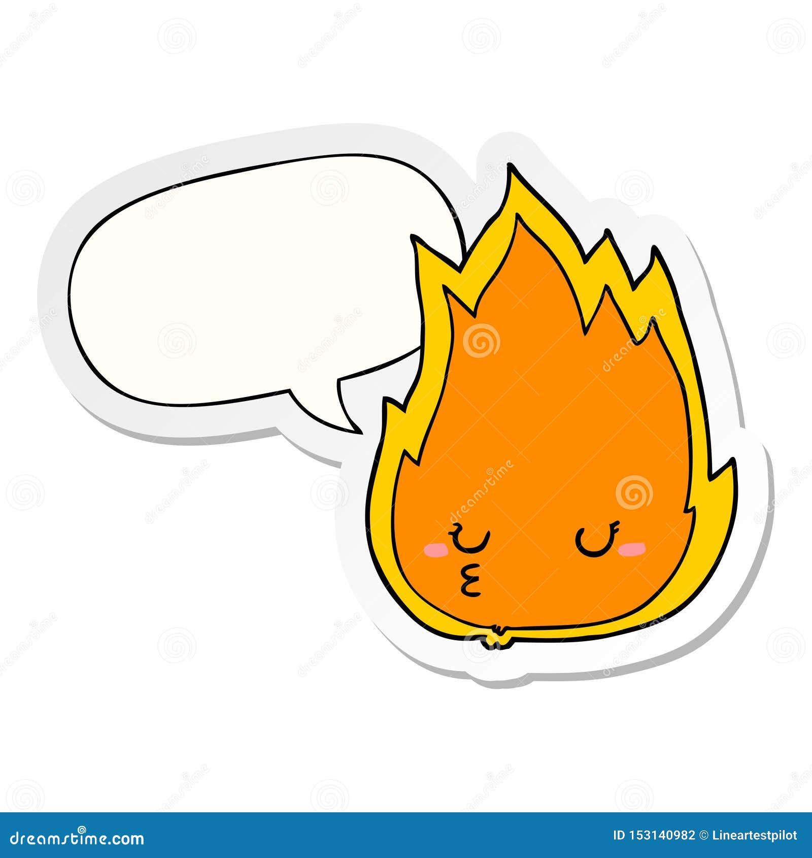 A Creative Cute Cartoon Fire and Speech Bubble Sticker Stock Vector ...