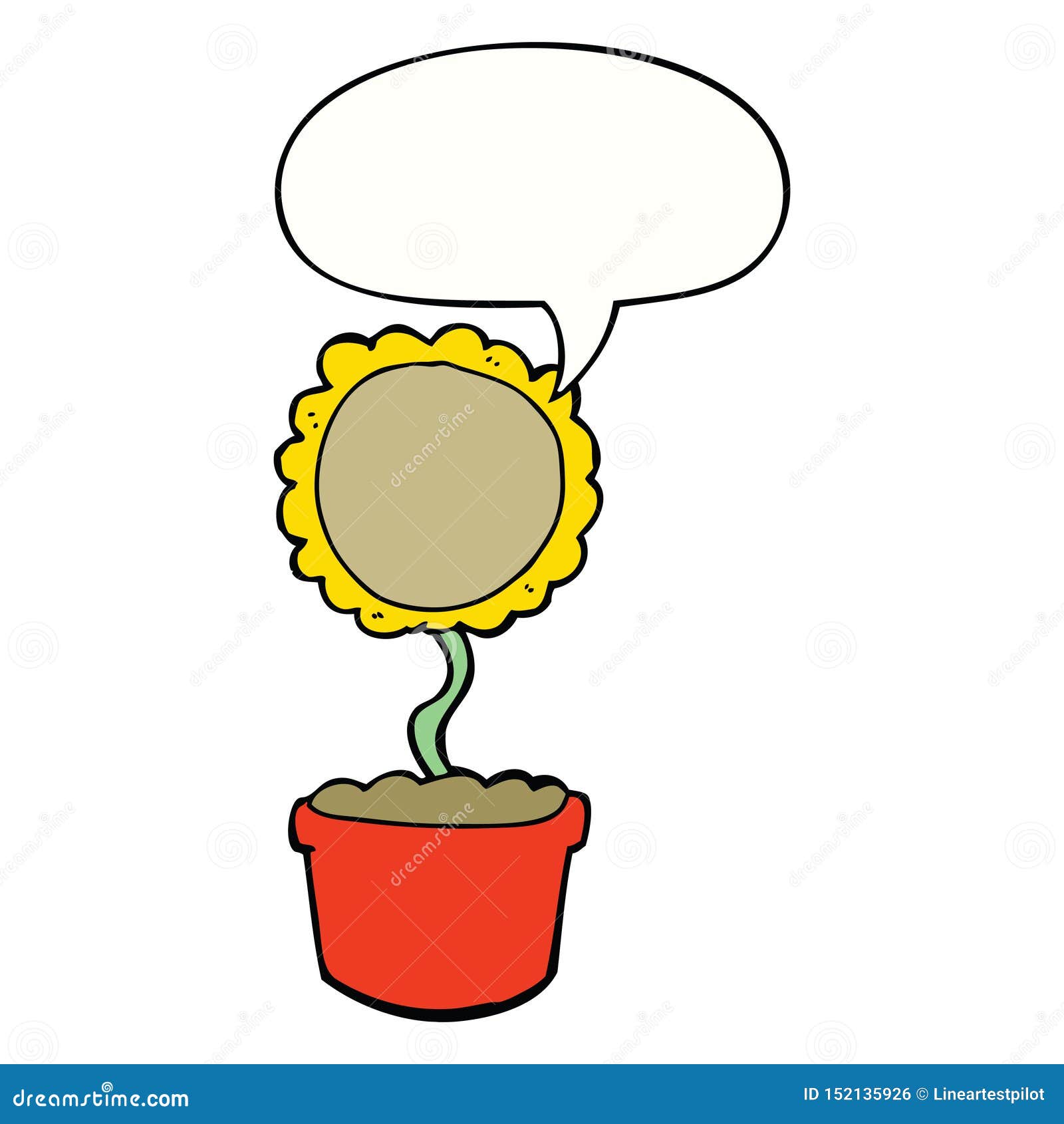 A Creative Cute Cartoon Flower and Speech Bubble Stock Vector ...