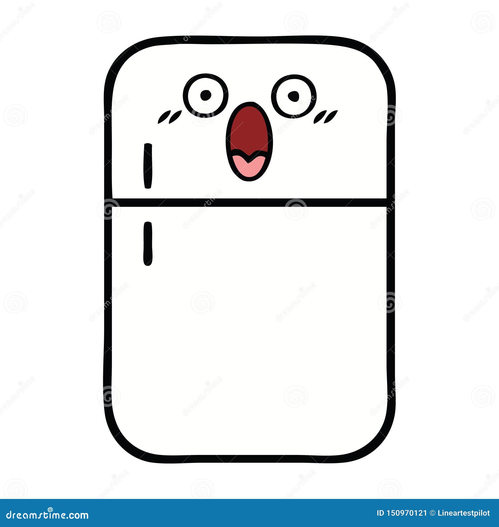 A Creative Cute Cartoon Fridge Freezer Stock Vector - Illustration of ...
