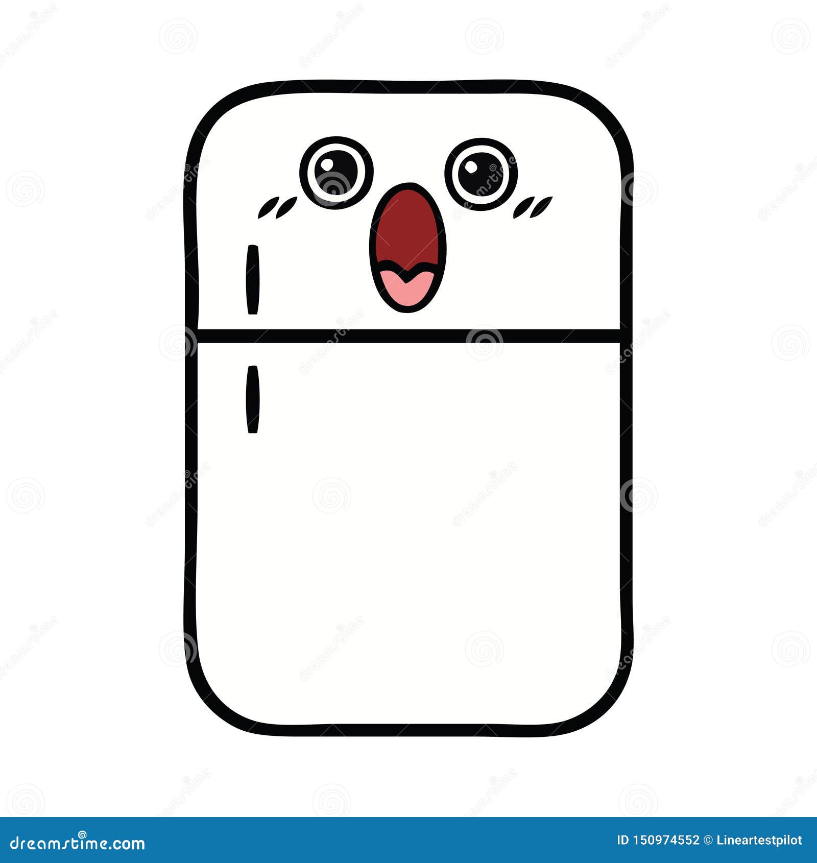 A Creative Cute Cartoon Fridge Freezer Stock Vector - Illustration of ...
