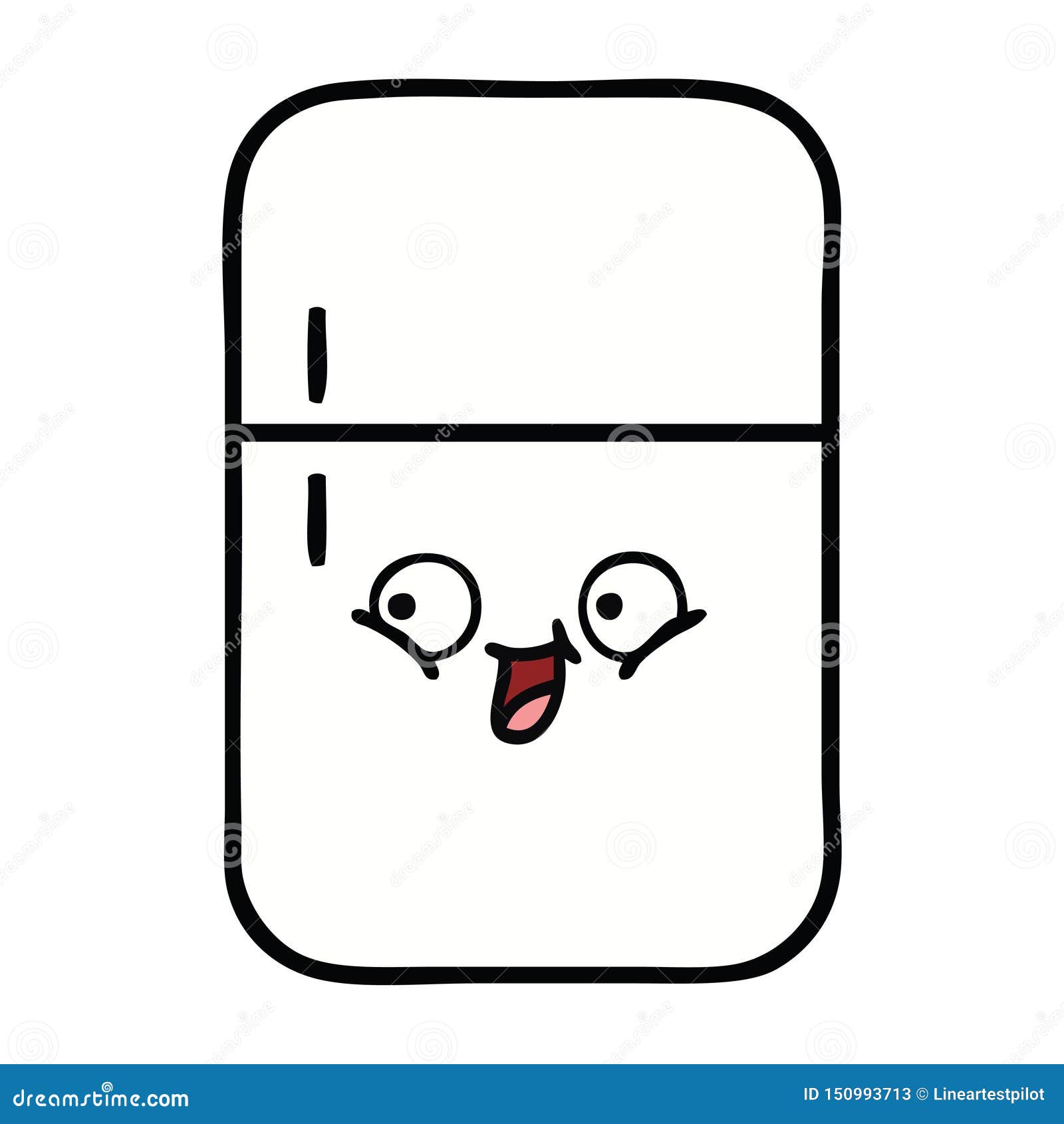 A Creative Cute Cartoon Fridge Freezer Stock Vector - Illustration of ...