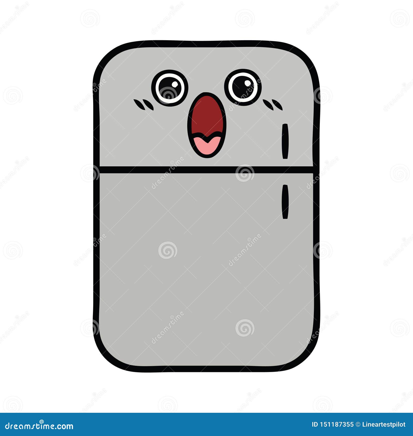 A Creative Cute Cartoon Fridge Freezer Stock Vector - Illustration of ...