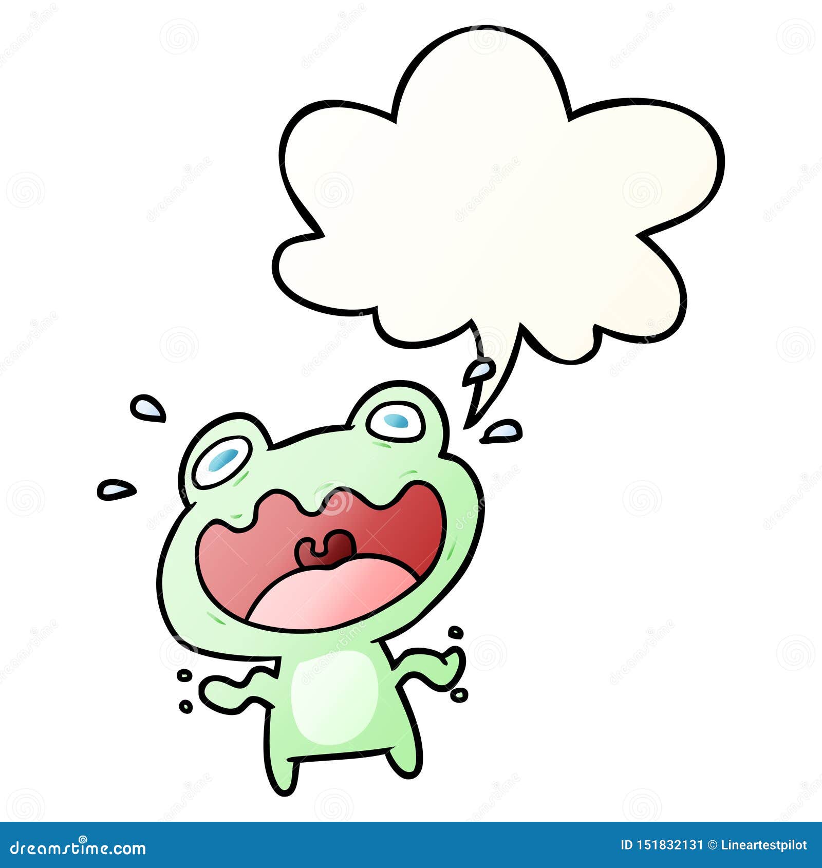 A Creative Cute Cartoon Frog Frightened and Speech Bubble in Smooth ...