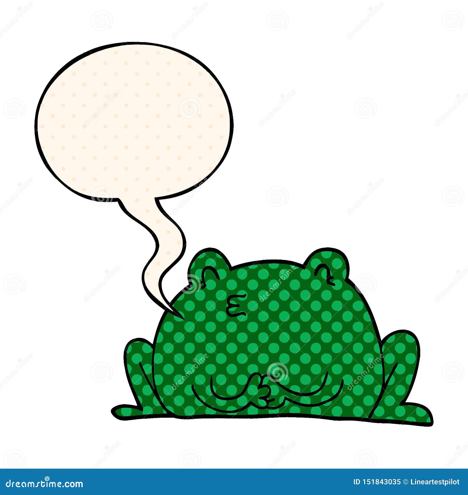 A Creative Cute Cartoon Frog and Speech Bubble in Comic Book Style ...