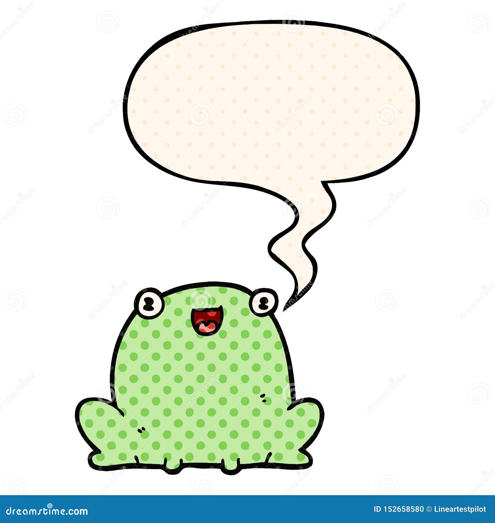 A Creative Cute Cartoon Frog and Speech Bubble in Comic Book Style ...