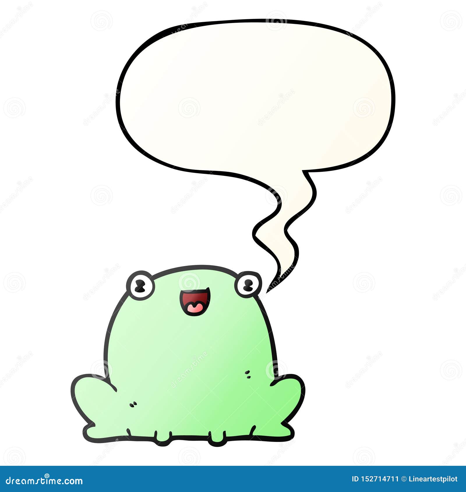 A Creative Cute Cartoon Frog and Speech Bubble in Smooth Gradient Style ...