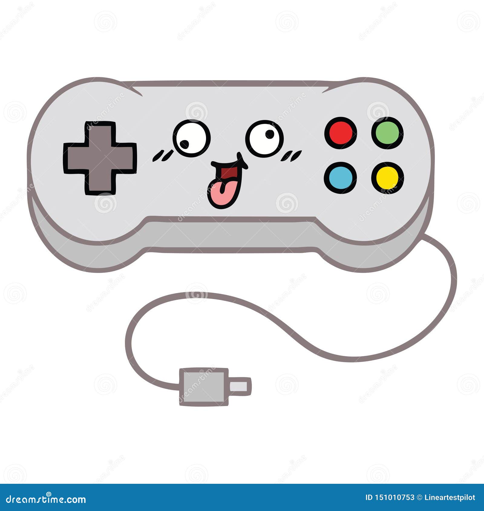 Cartoon Game Controller Gamer Cute Illustration Retro Freehand Free ...