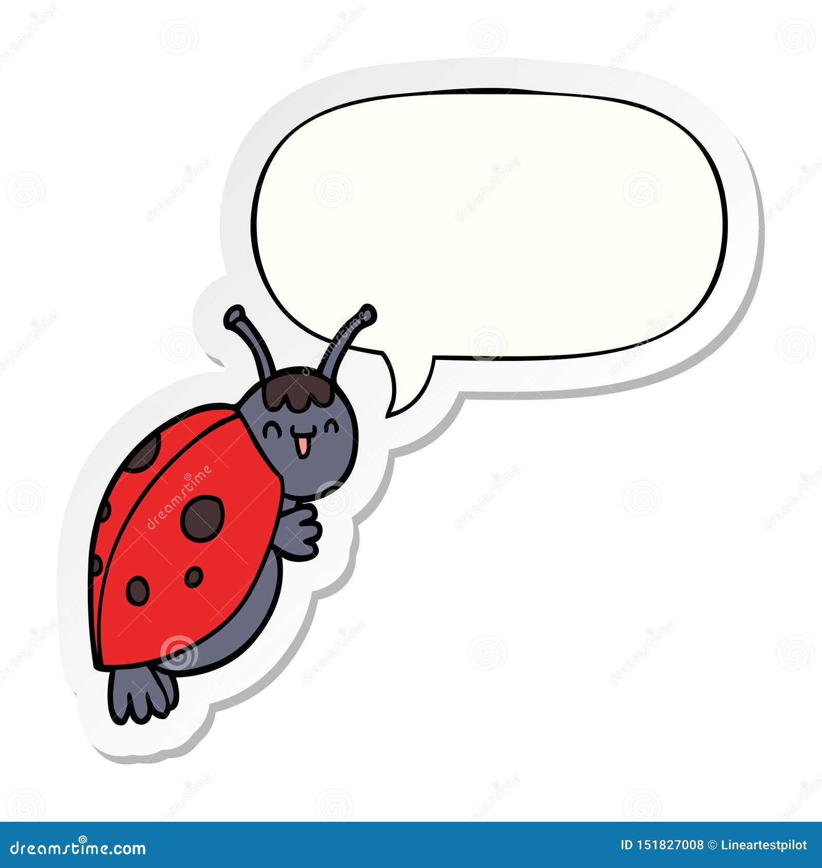 A Creative Cute Cartoon Ladybug and Speech Bubble Sticker Stock Vector ...