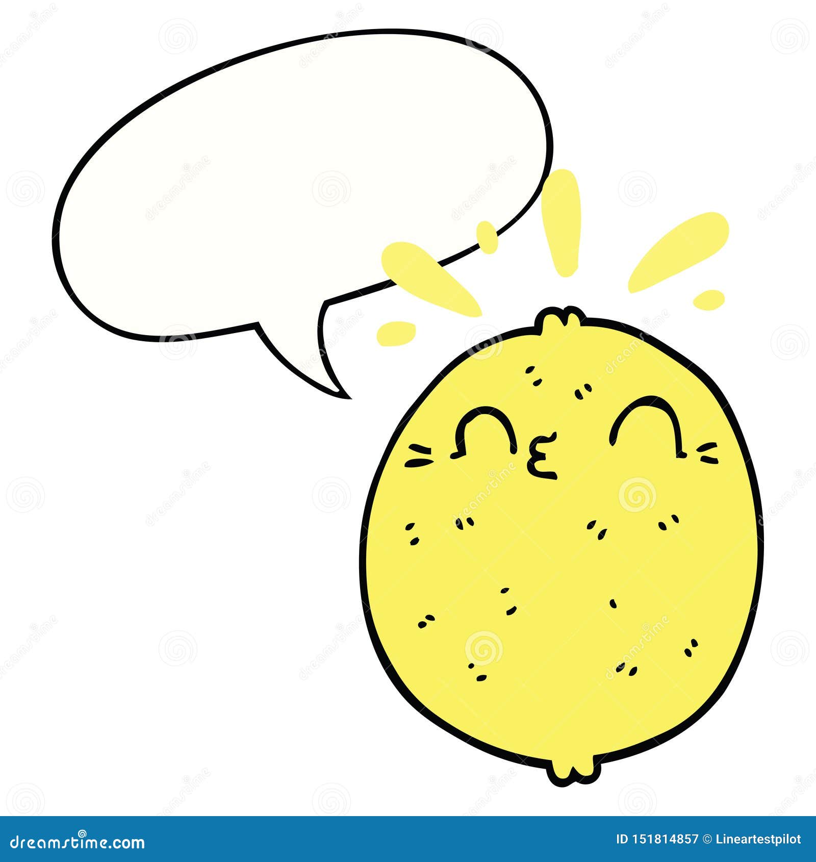 A Creative Cute Cartoon Lemon and Speech Bubble Stock Vector ...