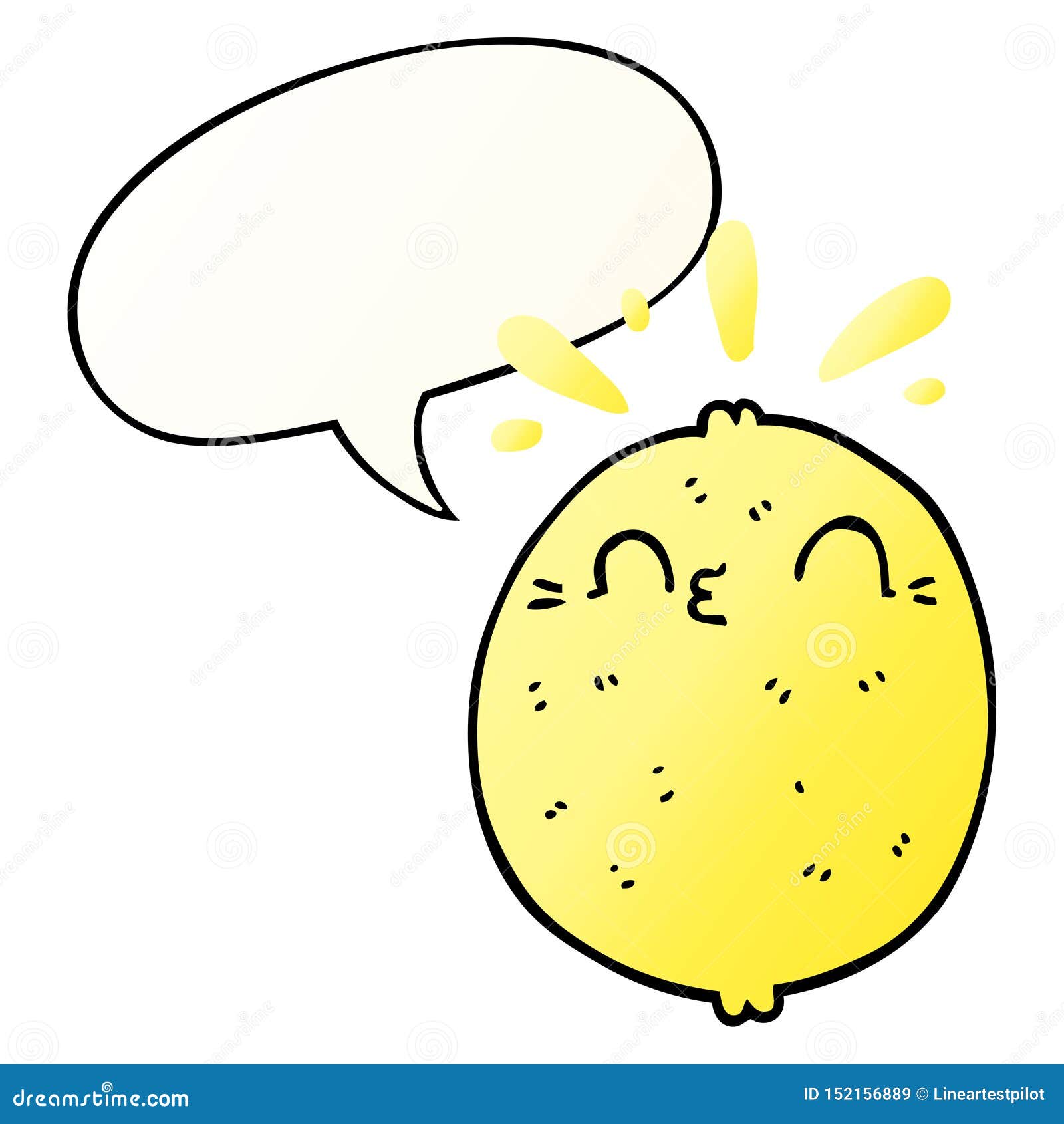 A Creative Cute Cartoon Lemon and Speech Bubble in Smooth Gradient ...