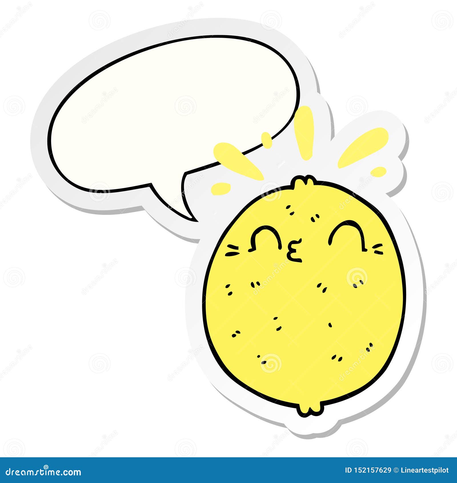 A Creative Cute Cartoon Lemon and Speech Bubble Sticker Stock Vector ...