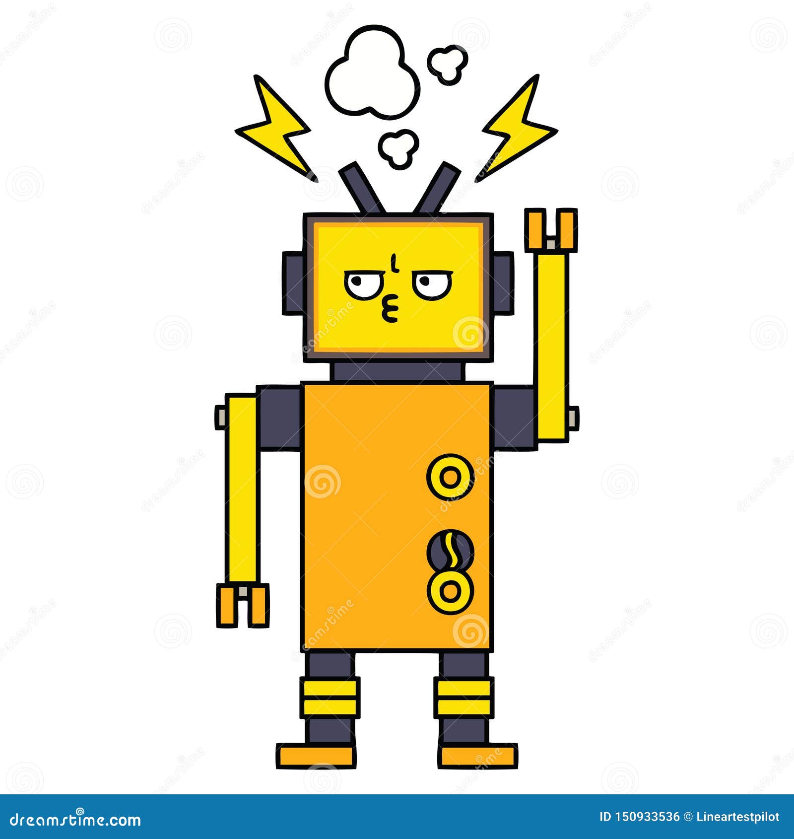 A Creative Cute Cartoon Malfunctioning Robot Stock Vector ...