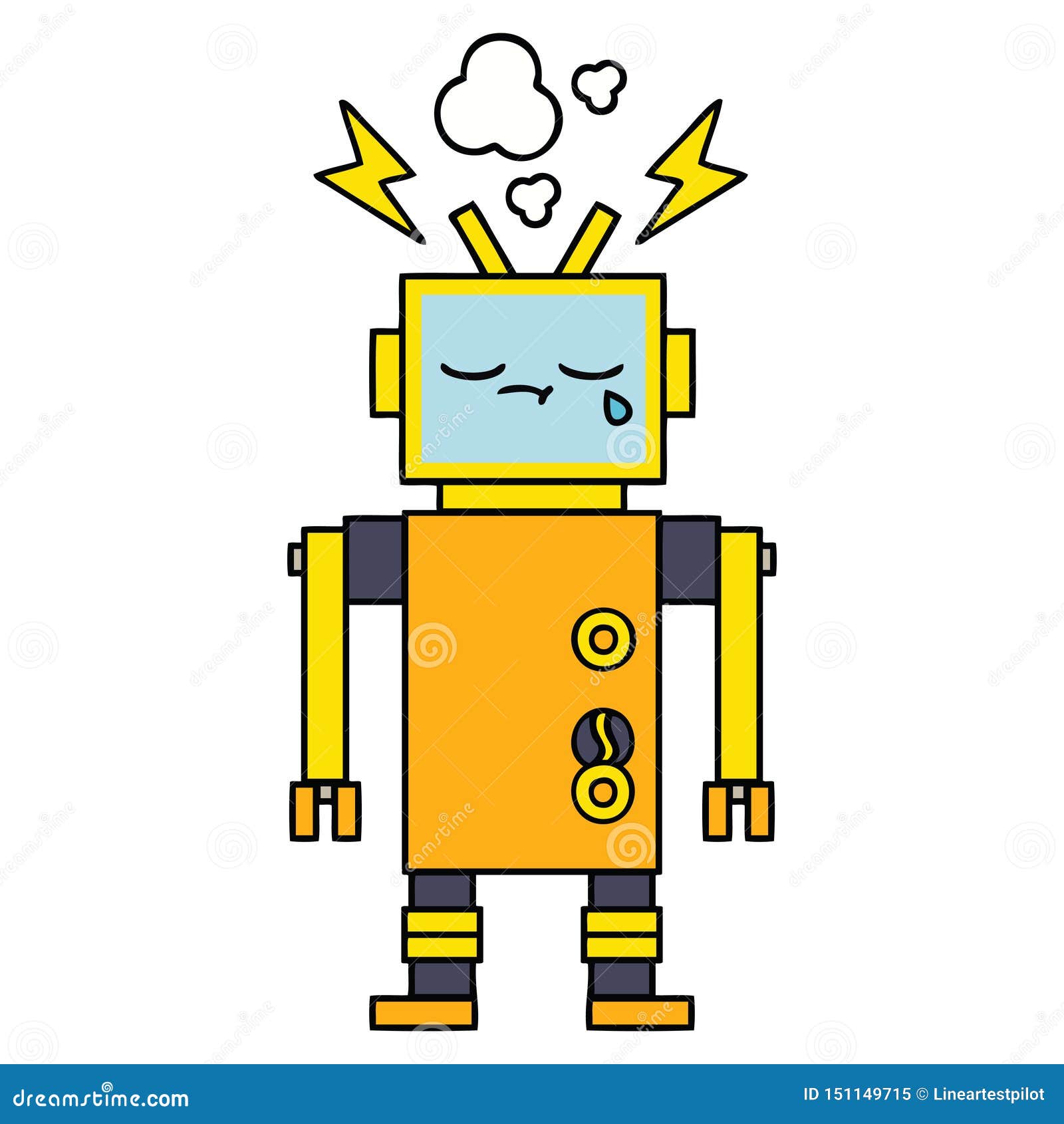 A Creative Cute Cartoon Malfunctioning Robot Stock Vector ...