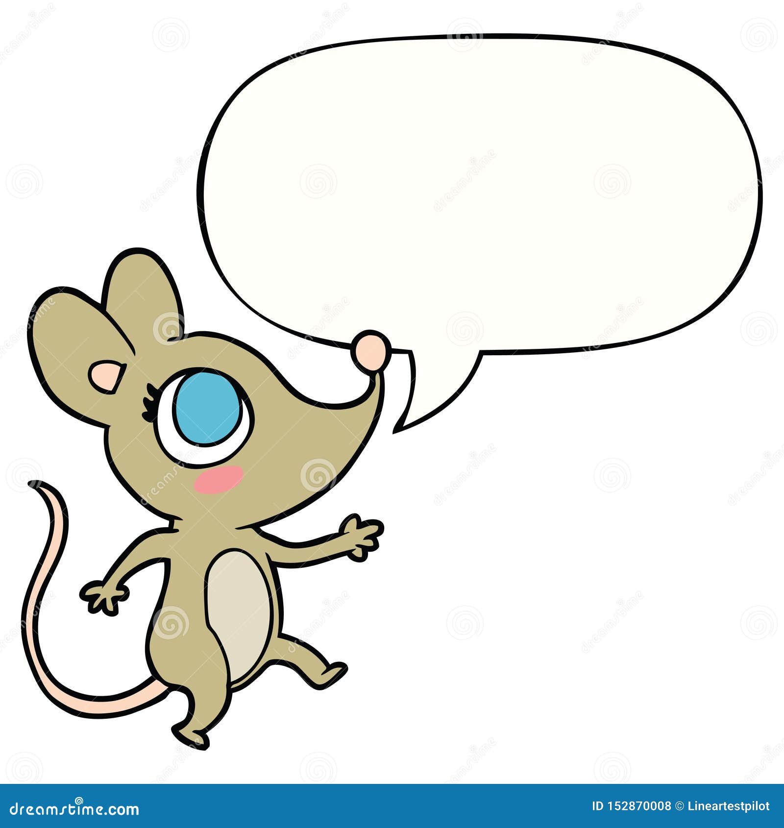 A Creative Cute Cartoon Mouse and Speech Bubble Stock Vector ...