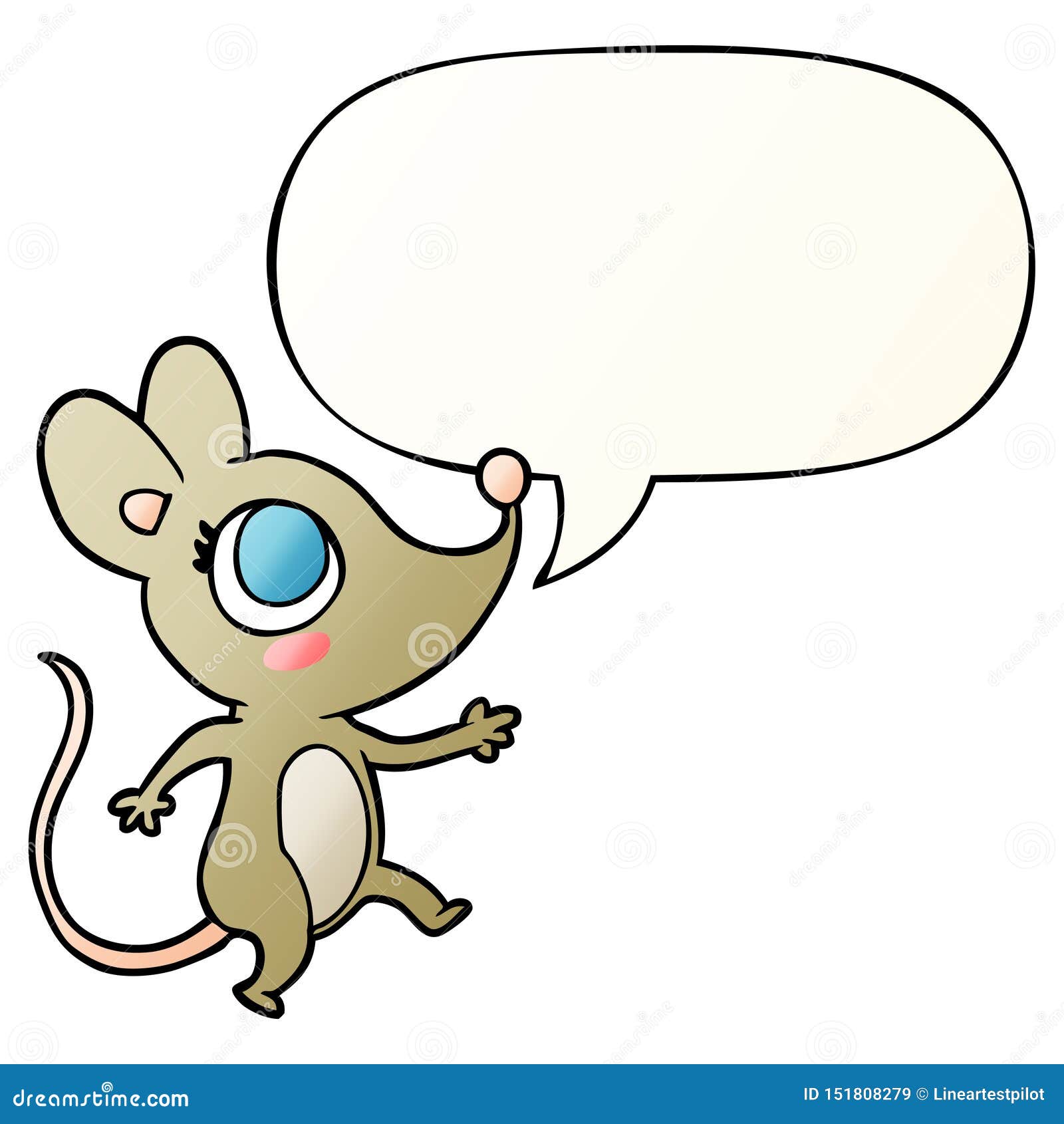 A Creative Cute Cartoon Mouse and Speech Bubble in Smooth Gradient ...
