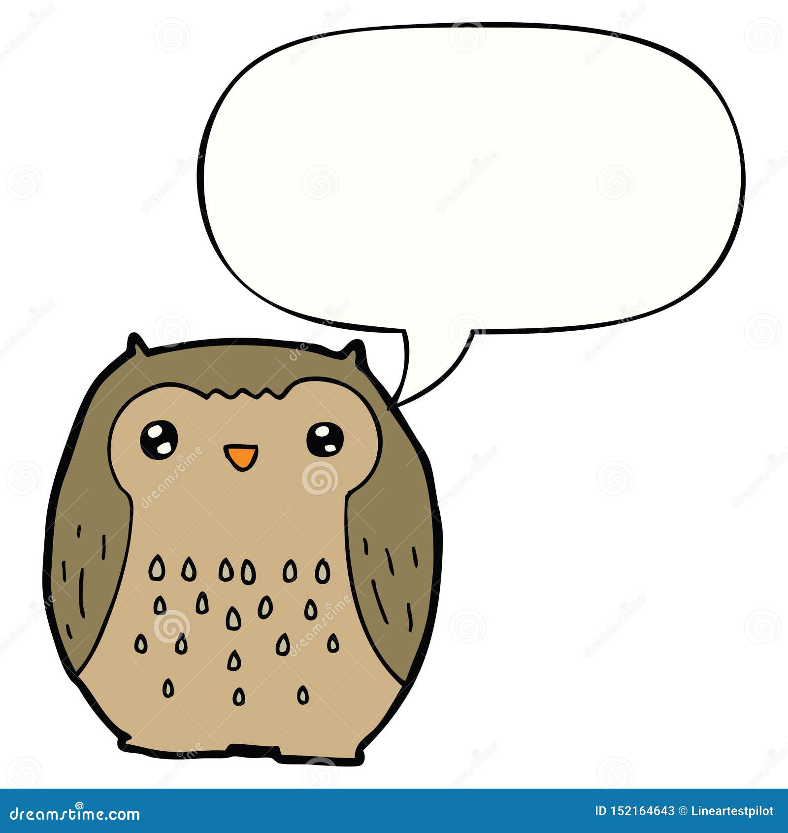 A Creative Cute Cartoon Owl and Speech Bubble Stock Vector ...