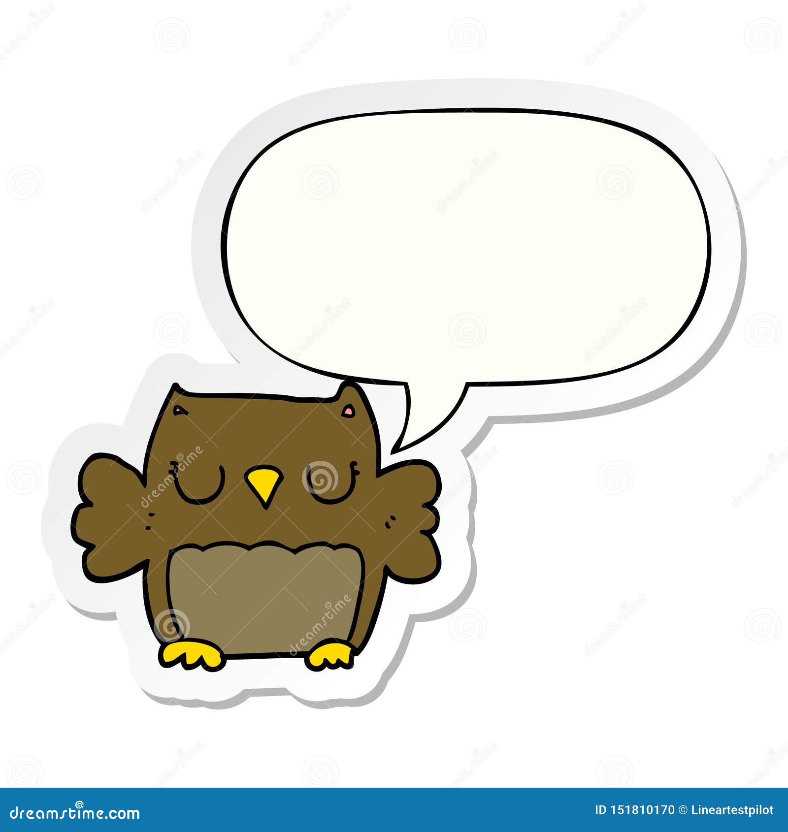 A Creative Cute Cartoon Owl and Speech Bubble Sticker Stock Vector ...