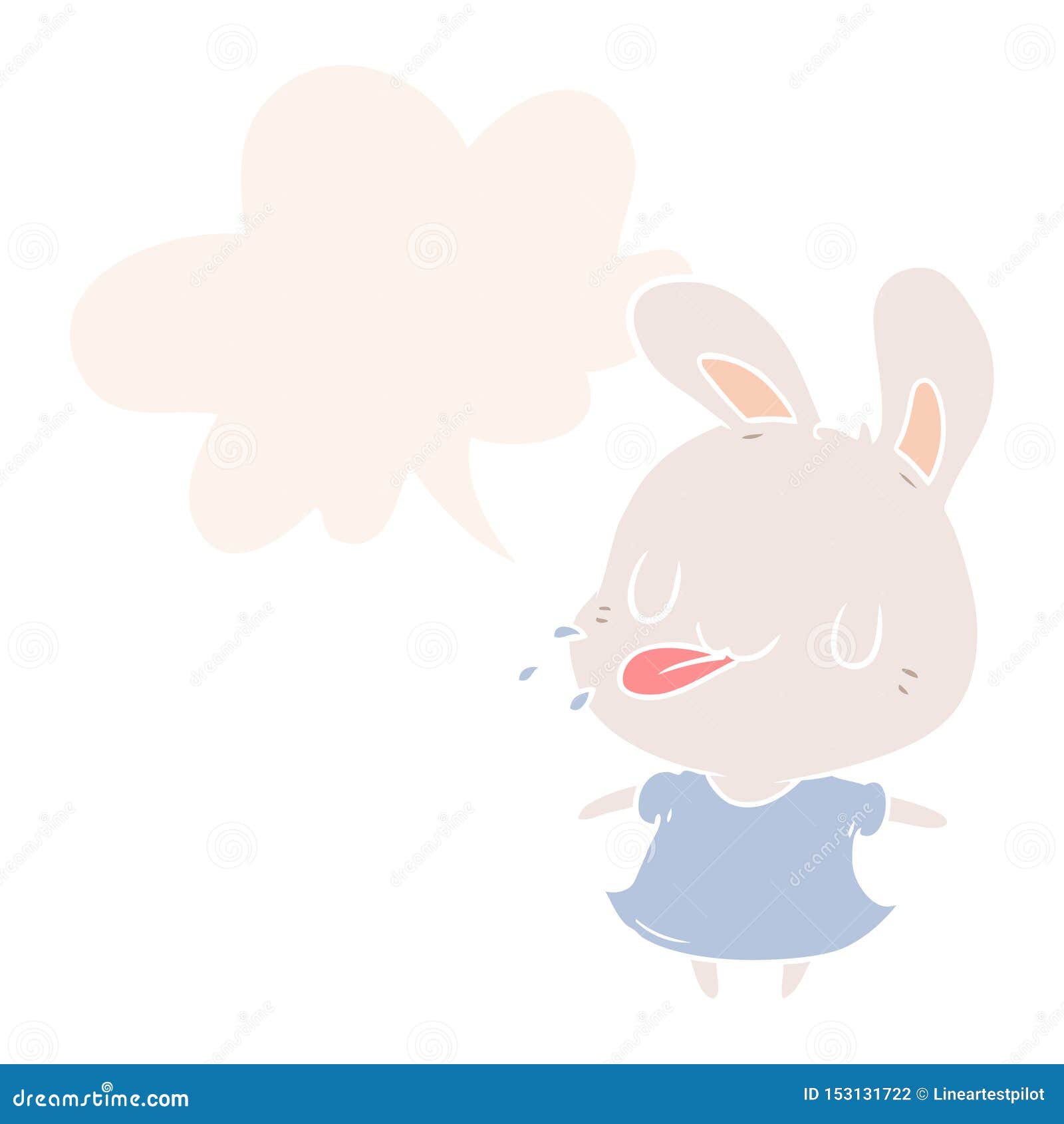 A Creative Cute Cartoon Rabbit Blowing Raspberry and Speech Bubble in ...