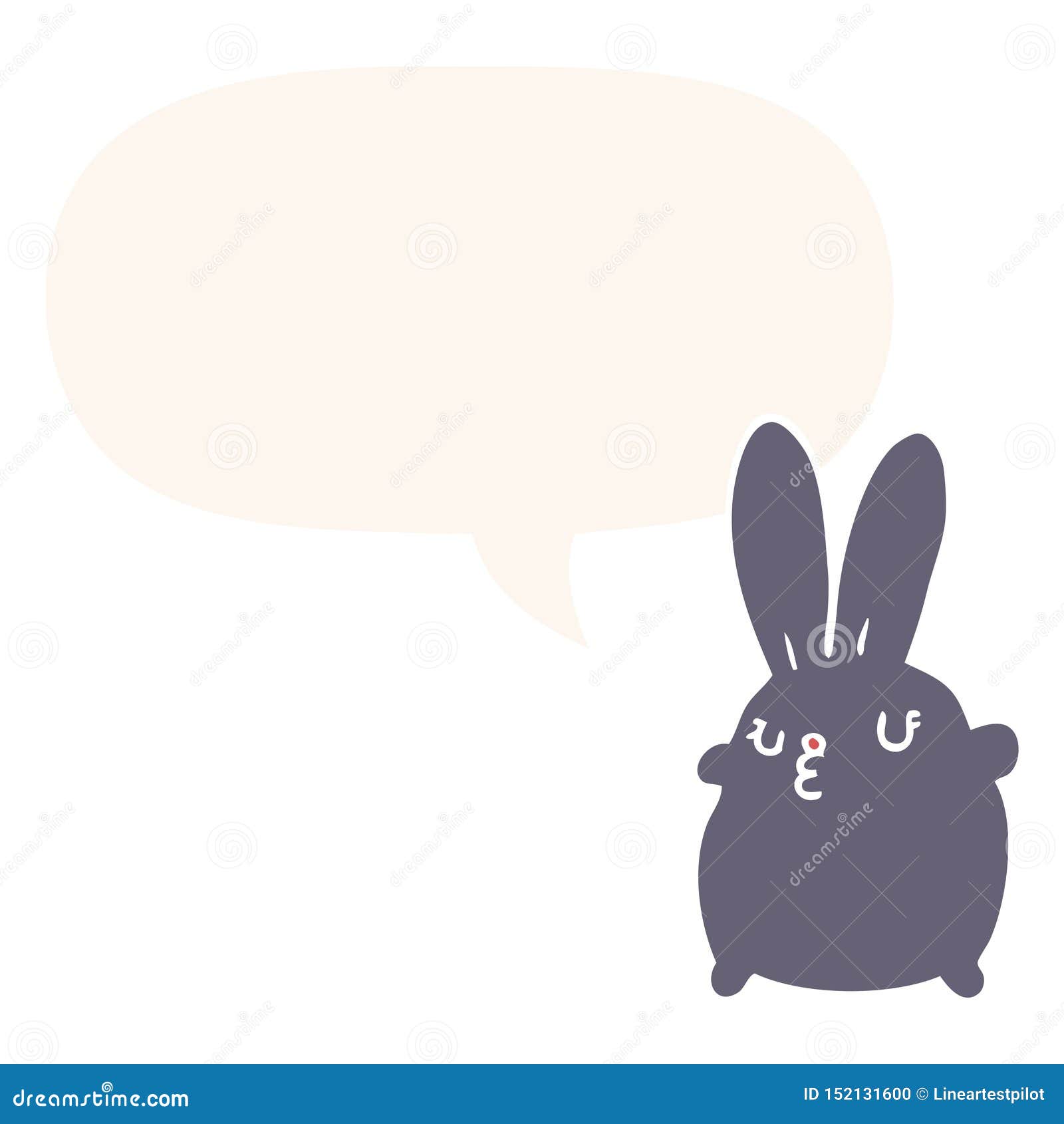 A Creative Cute Cartoon Rabbit and Speech Bubble in Retro Style Stock ...