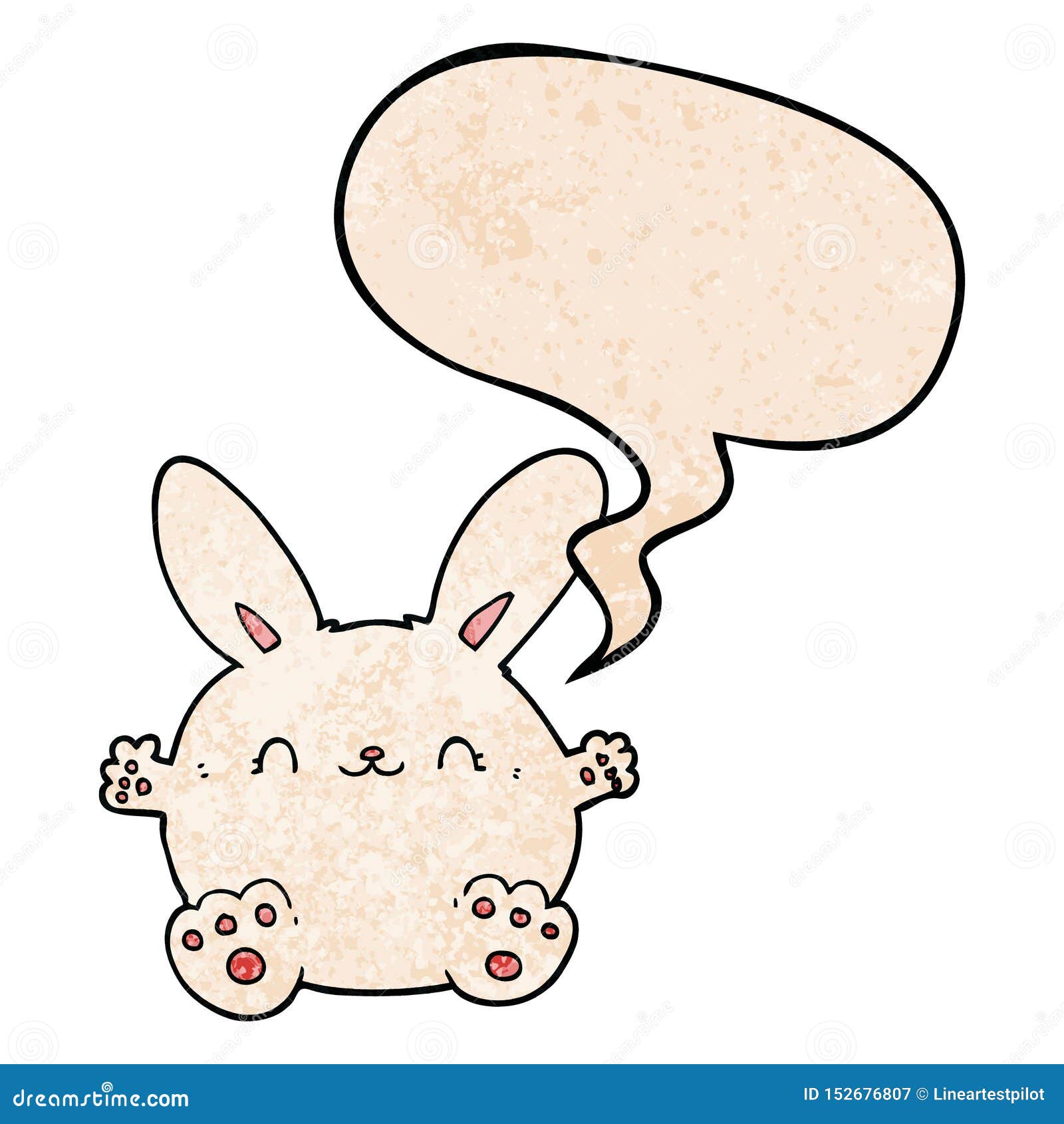 A Creative Cute Cartoon Rabbit and Speech Bubble in Retro Texture Style ...