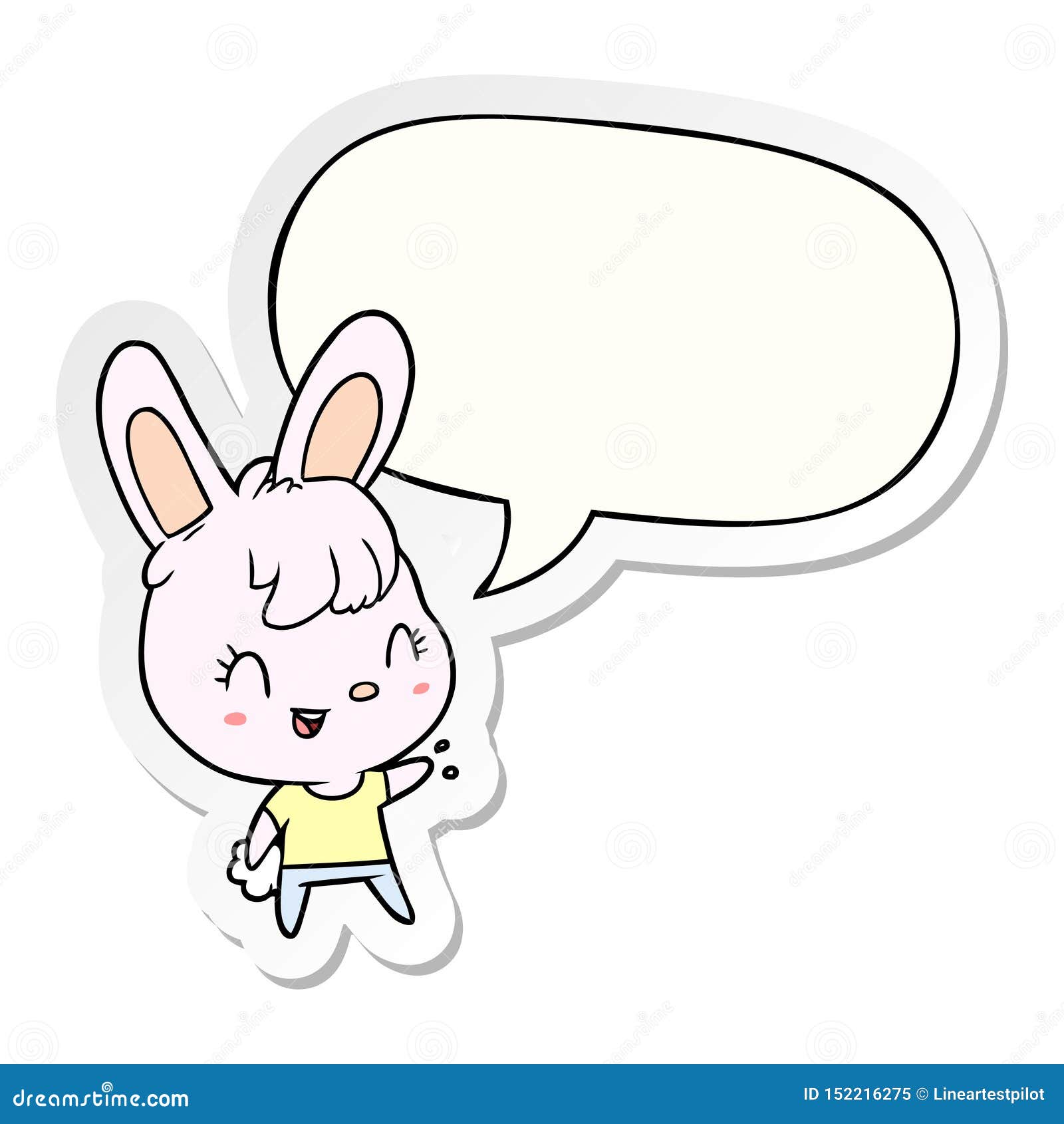 A Creative Cute Cartoon Rabbit and Speech Bubble Sticker Stock Vector ...