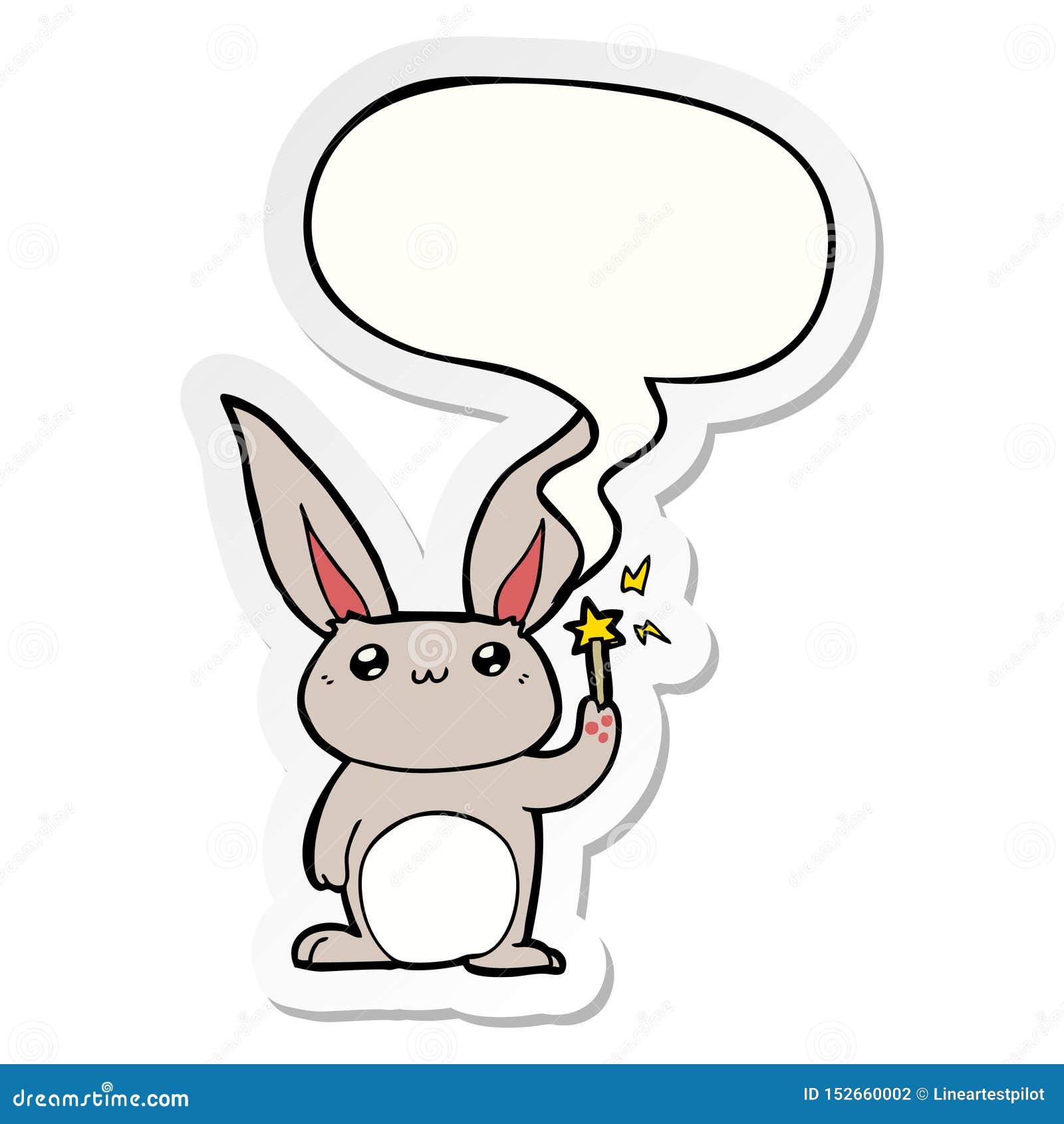 A Creative Cute Cartoon Rabbit and Speech Bubble Sticker Stock Vector ...