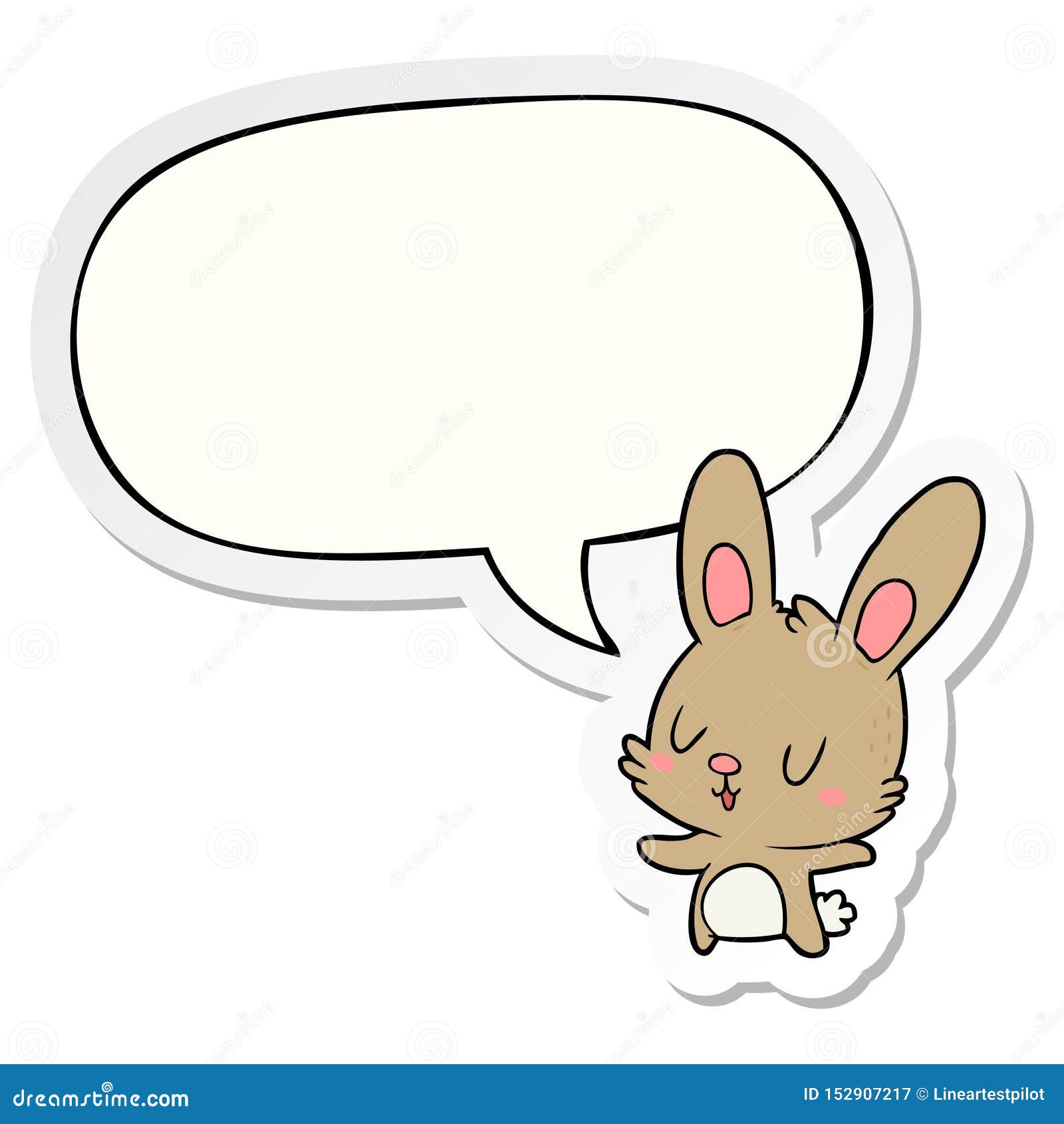 A Creative Cute Cartoon Rabbit and Speech Bubble Sticker Stock Vector ...