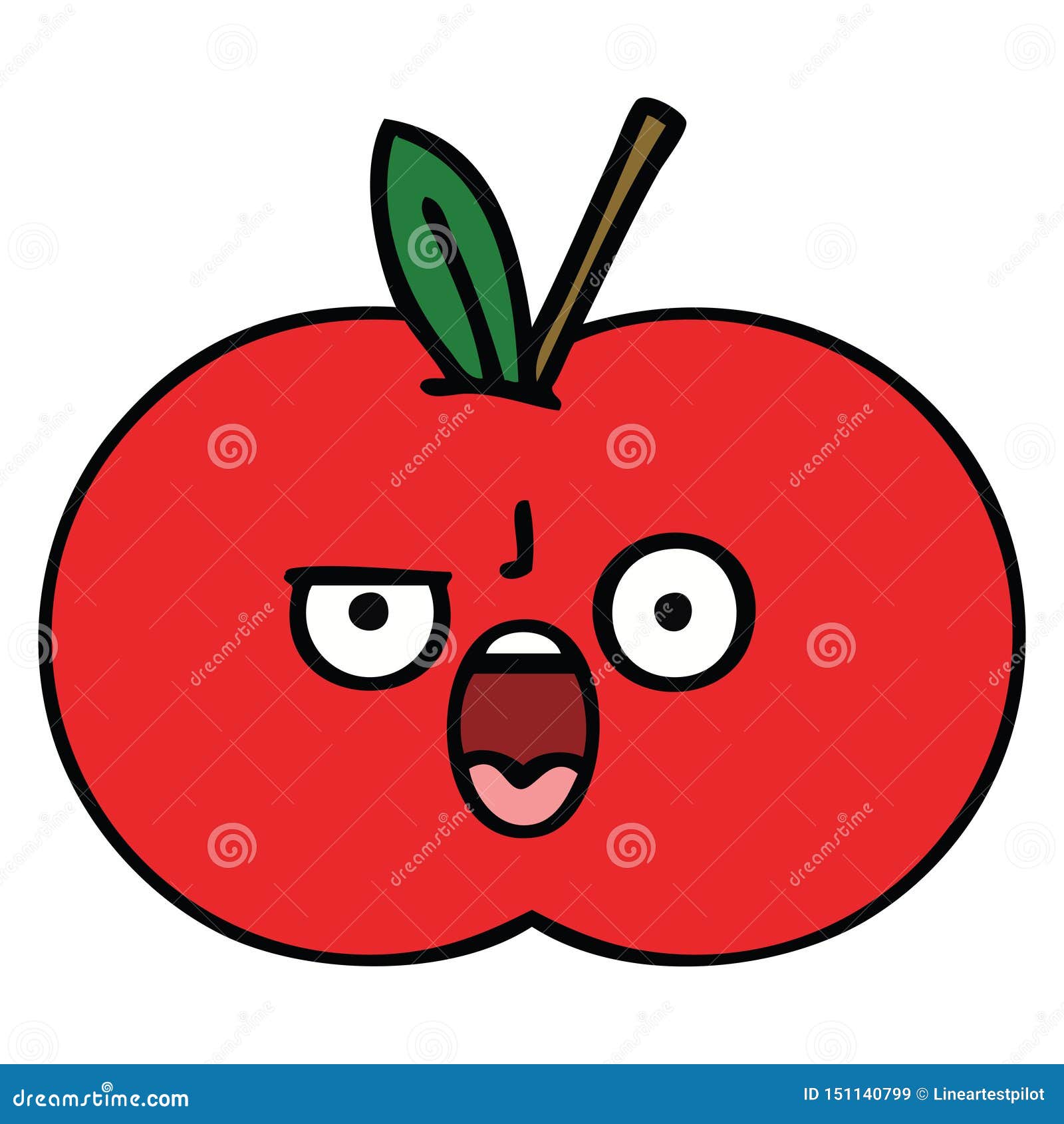 A Creative Cute Cartoon Red Apple Stock Vector - Illustration of retro ...