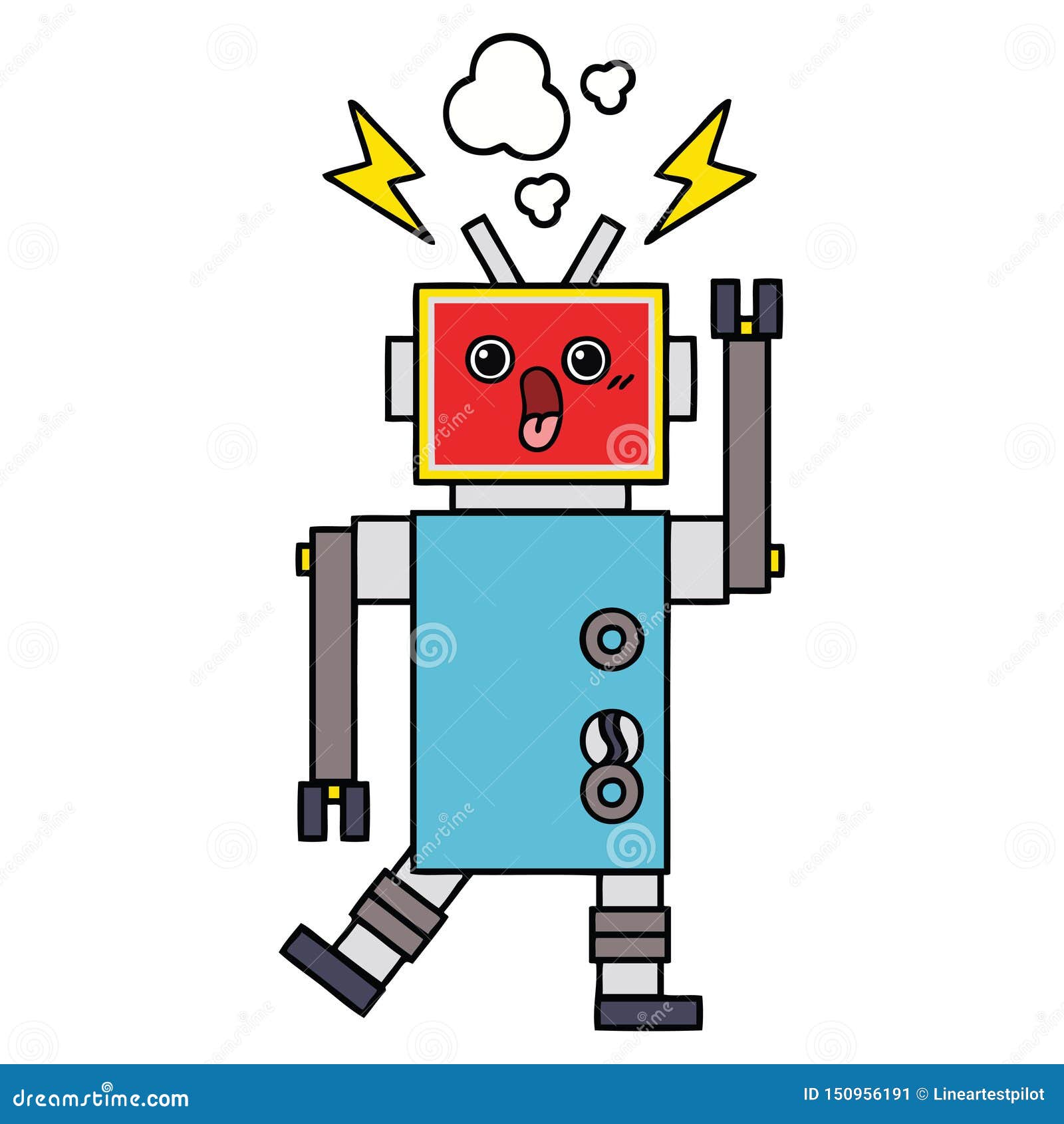 A Creative Cute Cartoon Robot Malfunction Stock Vector - Illustration ...