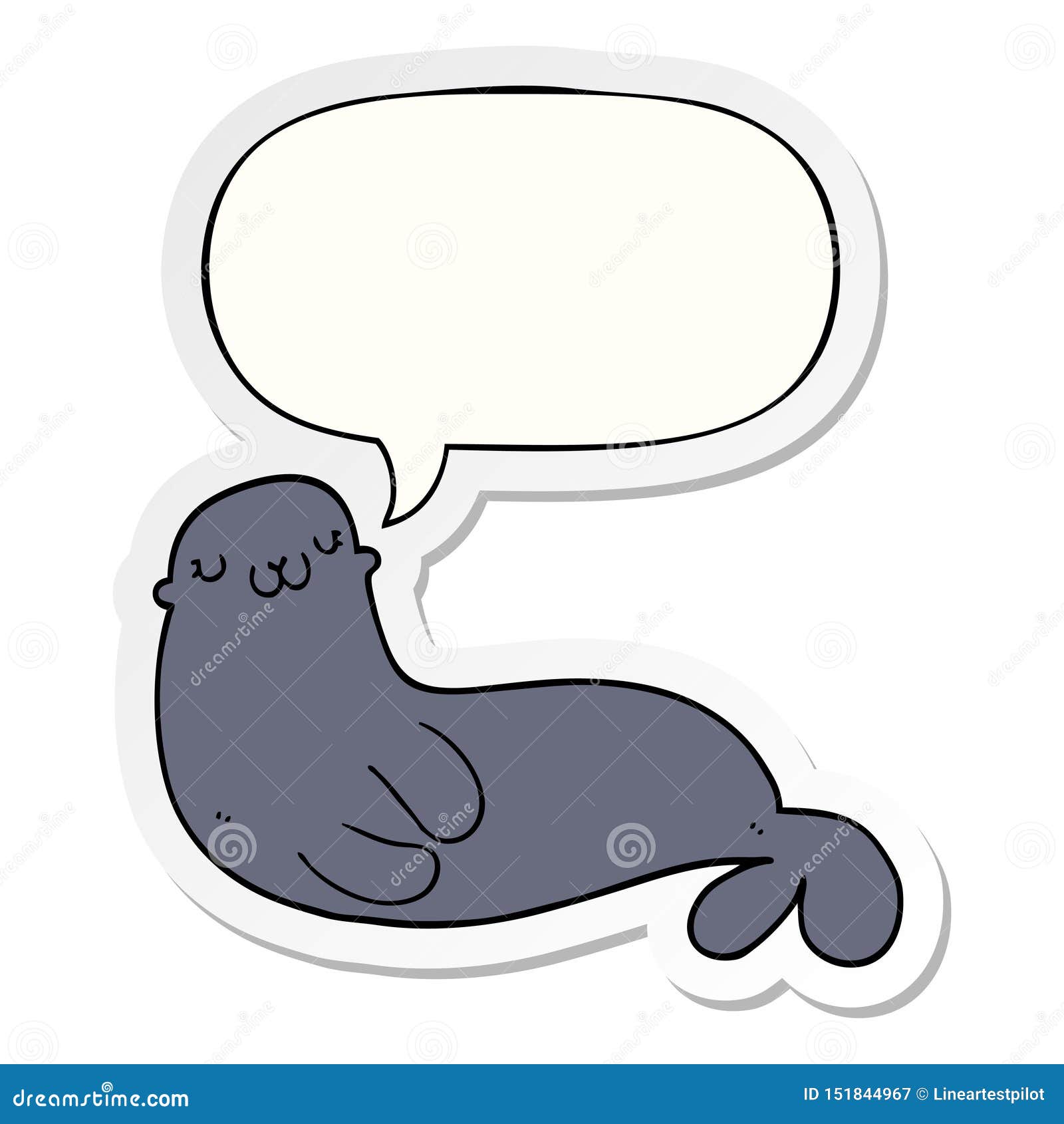 A Creative Cute Cartoon Seal and Speech Bubble Sticker Stock Vector ...