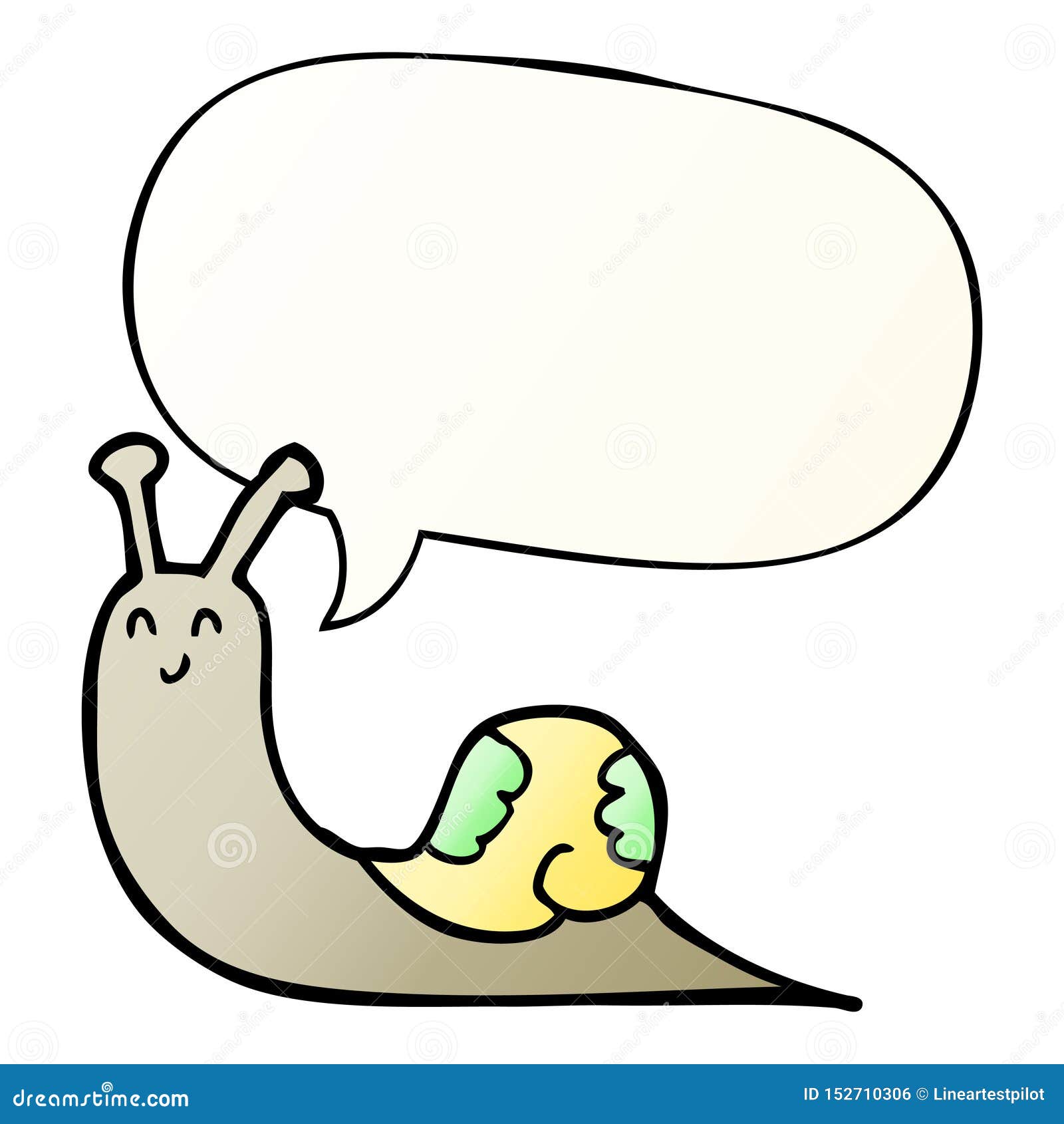 A Creative Cute Cartoon Snail and Speech Bubble in Smooth Gradient ...