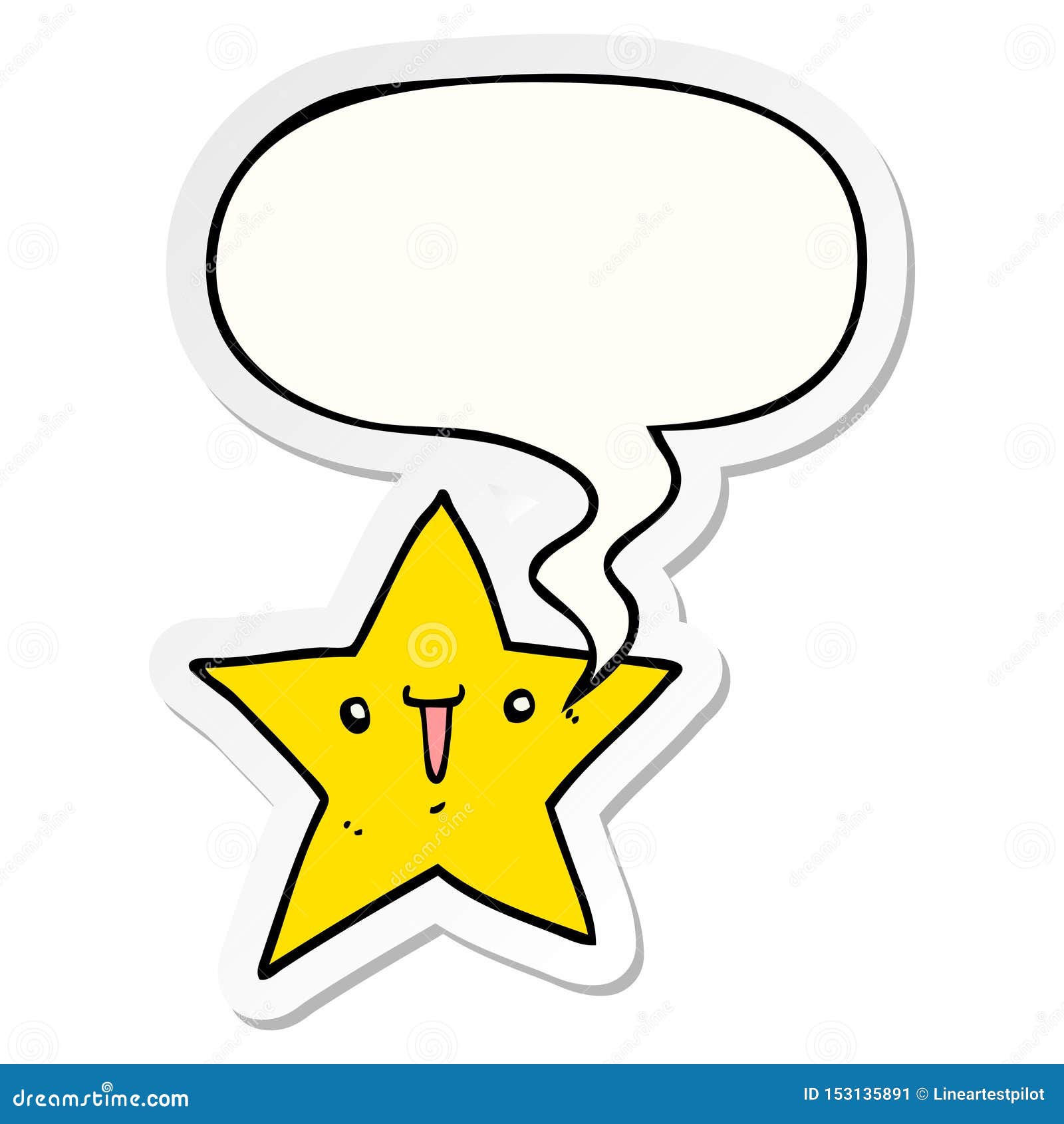 A Creative Cute Cartoon Star and Speech Bubble Sticker Stock Vector ...