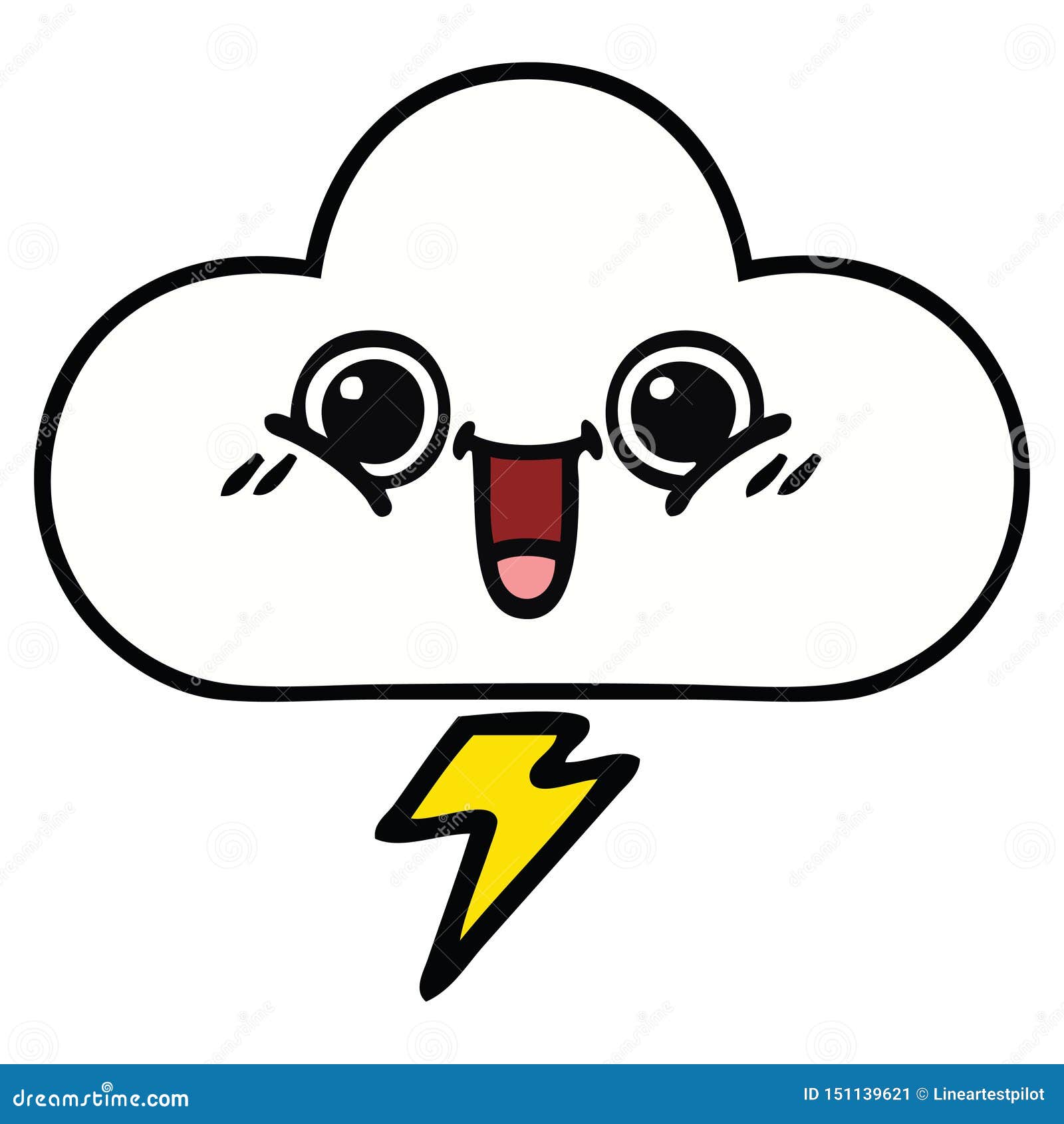 A Creative Cute Cartoon Storm Cloud Stock Vector - Illustration of ...