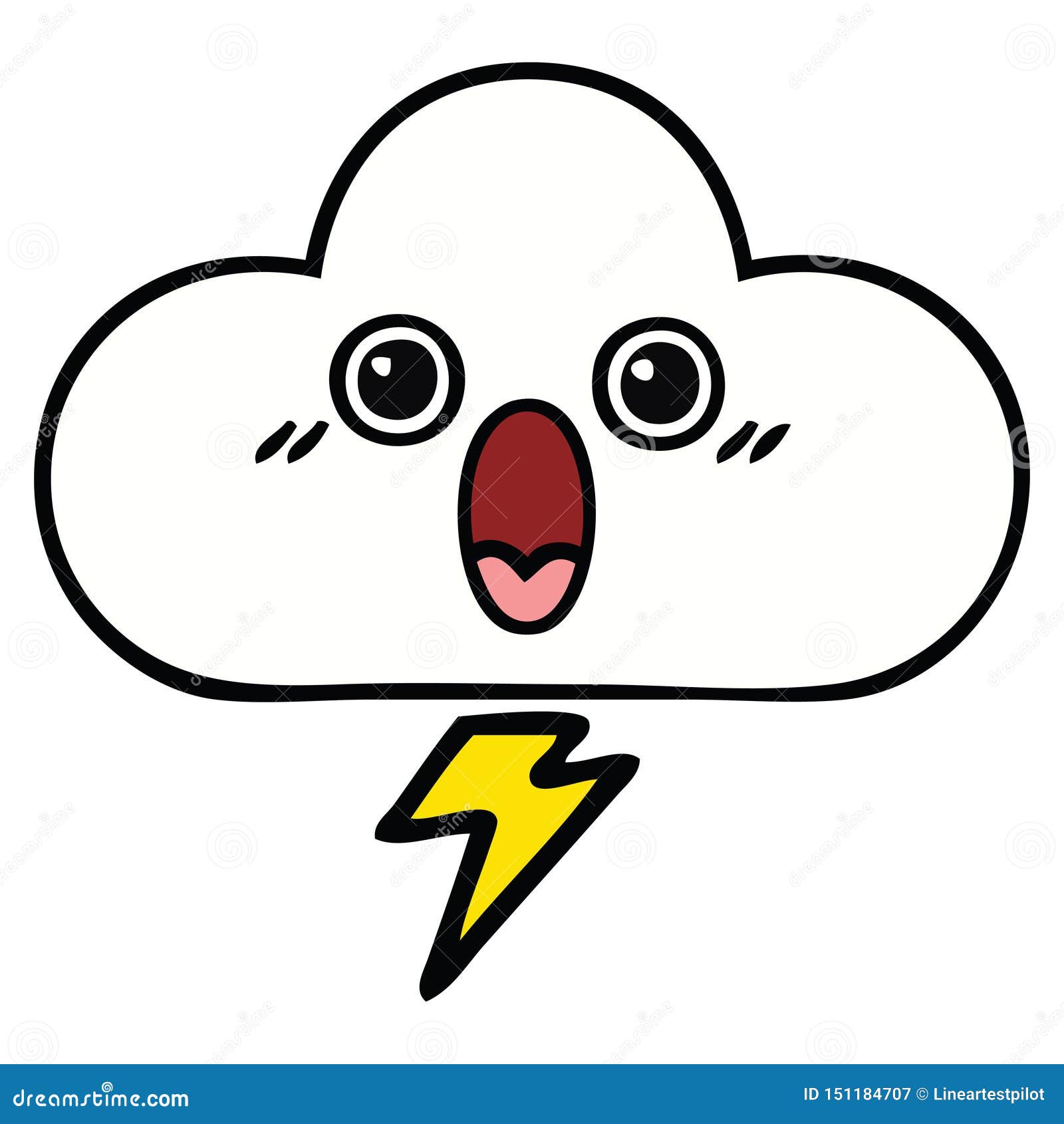 A Creative Cute Cartoon Storm Cloud Stock Vector - Illustration of cute ...