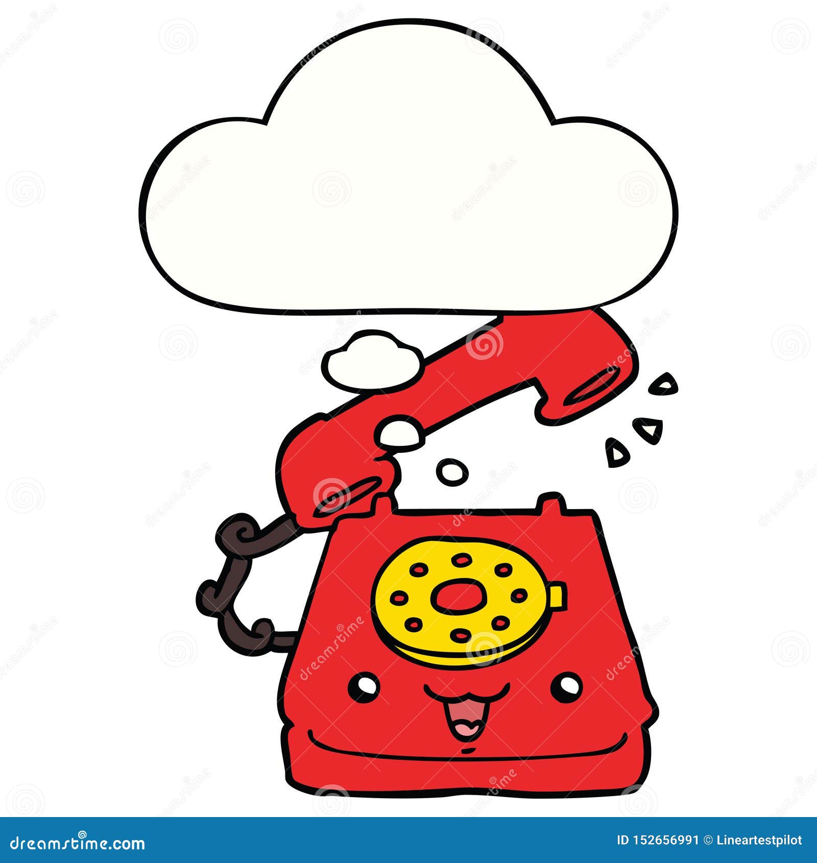 A Creative Cute Cartoon Telephone and Thought Bubble Stock Vector ...