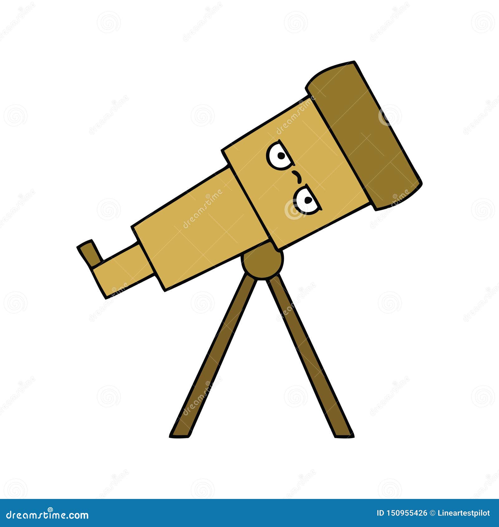 A Creative Cute Cartoon Telescope Stock Vector - Illustration of retro ...