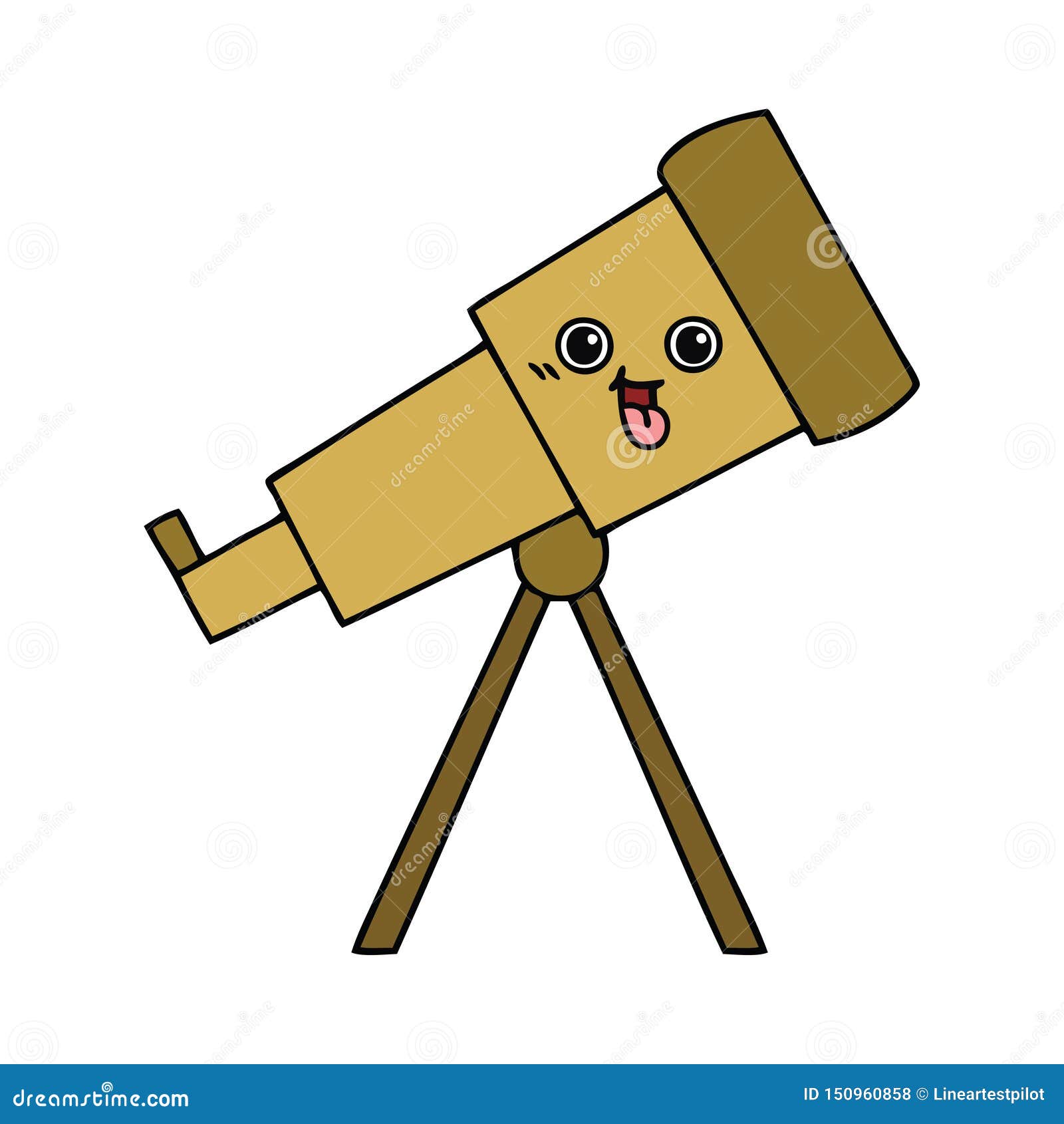 A Creative Cute Cartoon Telescope Stock Vector - Illustration of cute ...