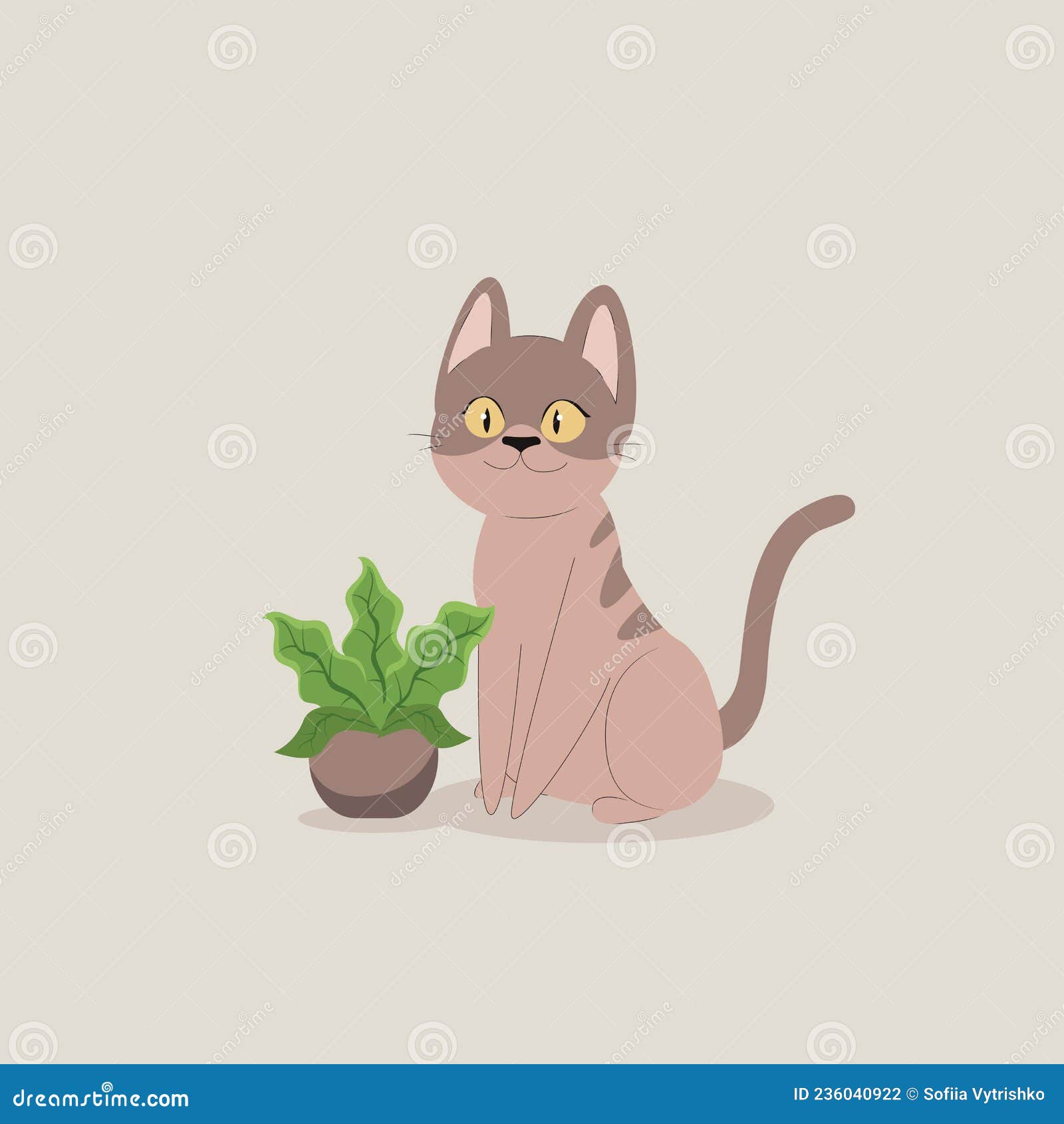 Sitting Cat Front Drawing