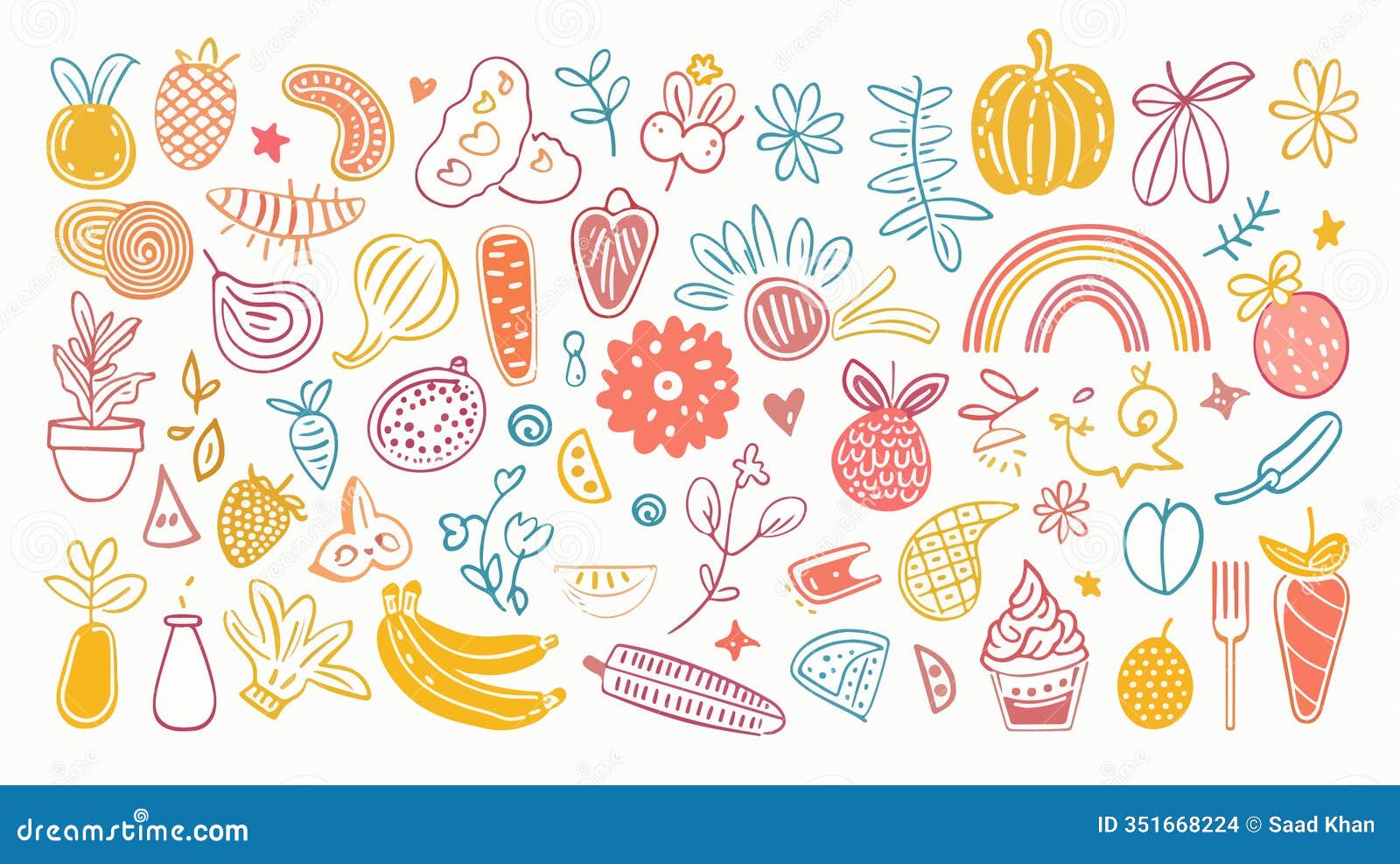 Creative Cute Doodle Design Elements Set for Funny Projects Stock ...