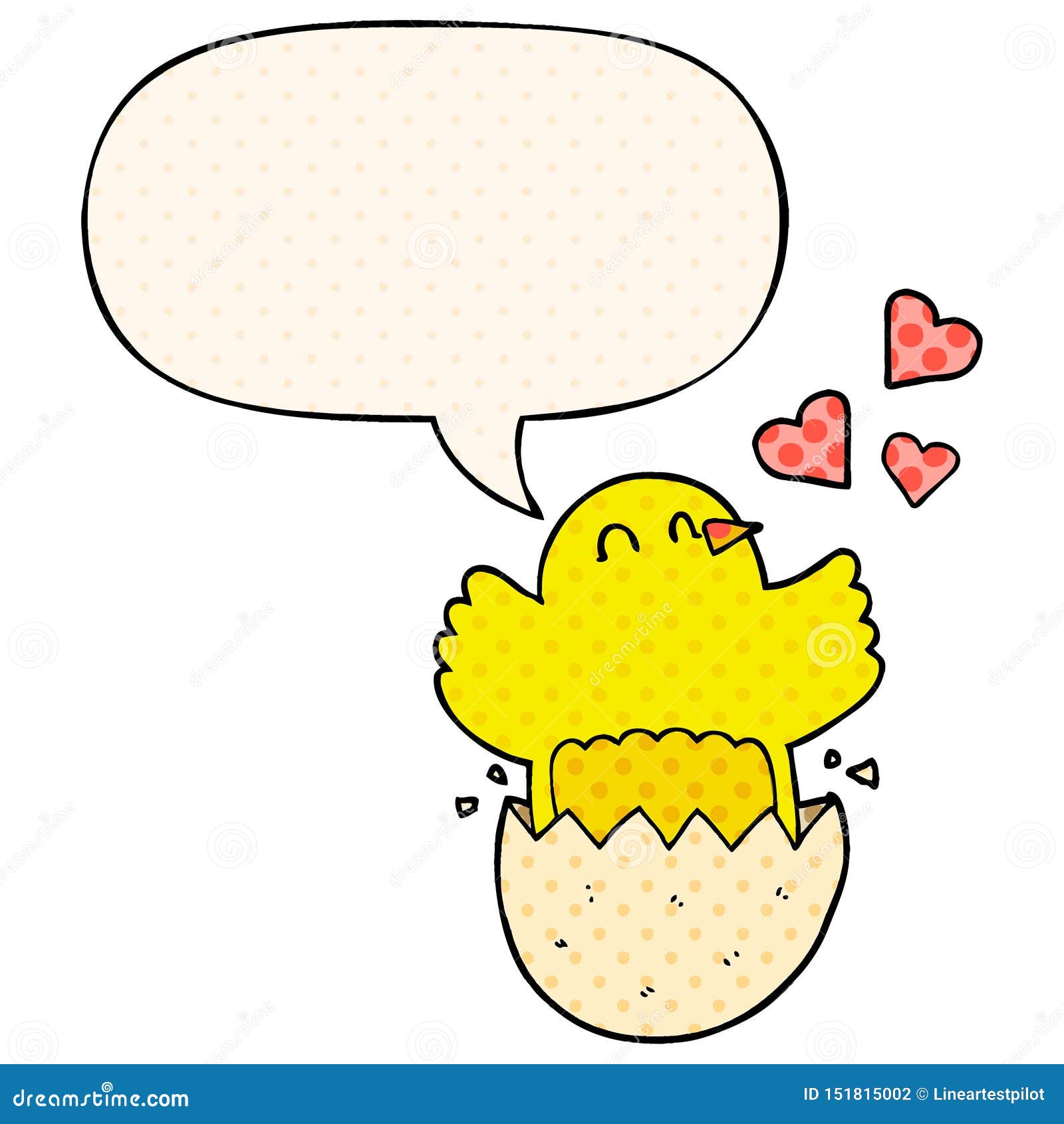 A Creative Cute Hatching Chick Cartoon and Speech Bubble in Comic Book ...